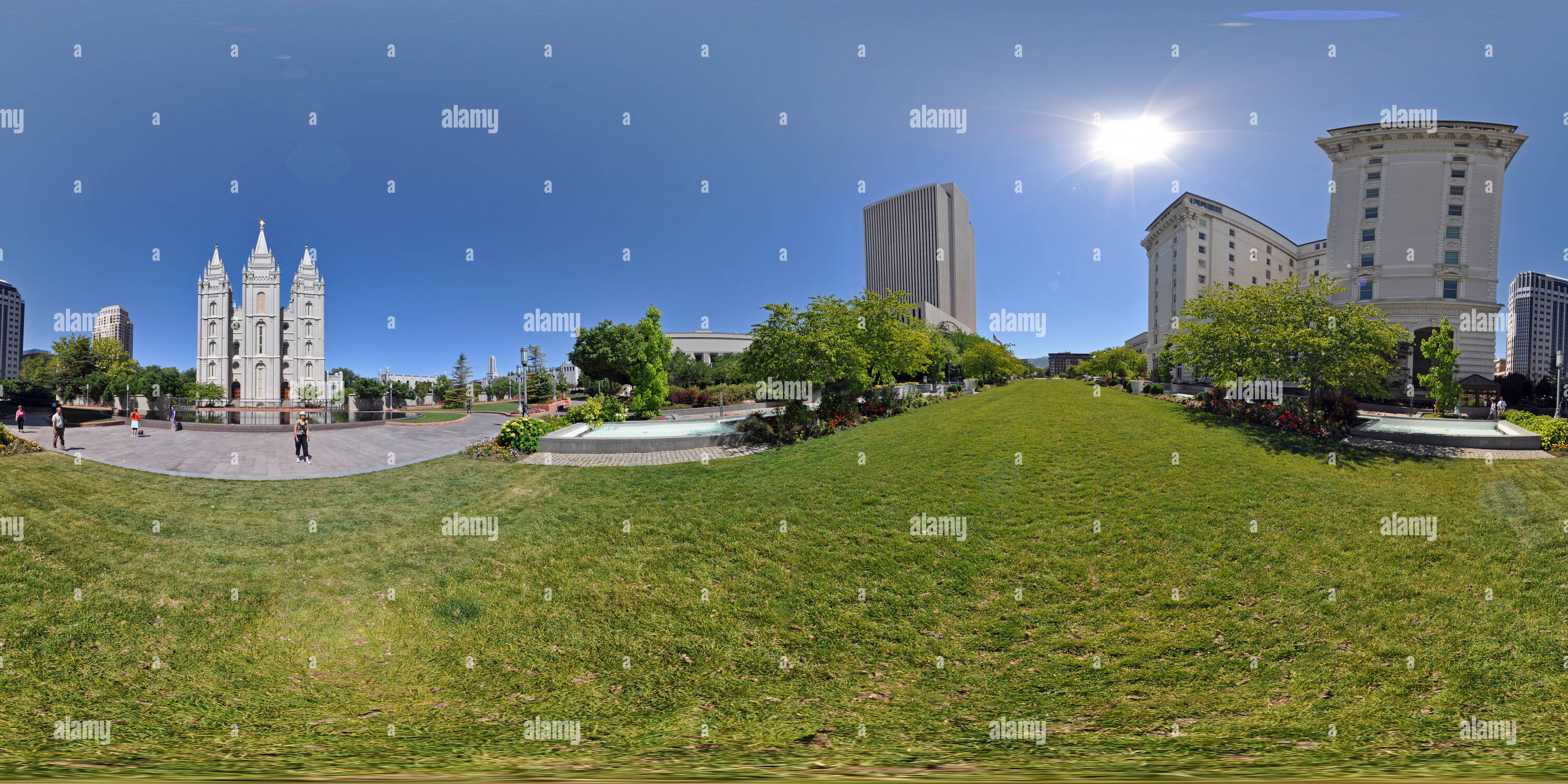 360° view of Salt Lake City Temple Square, Reflecting Pool - Alamy
