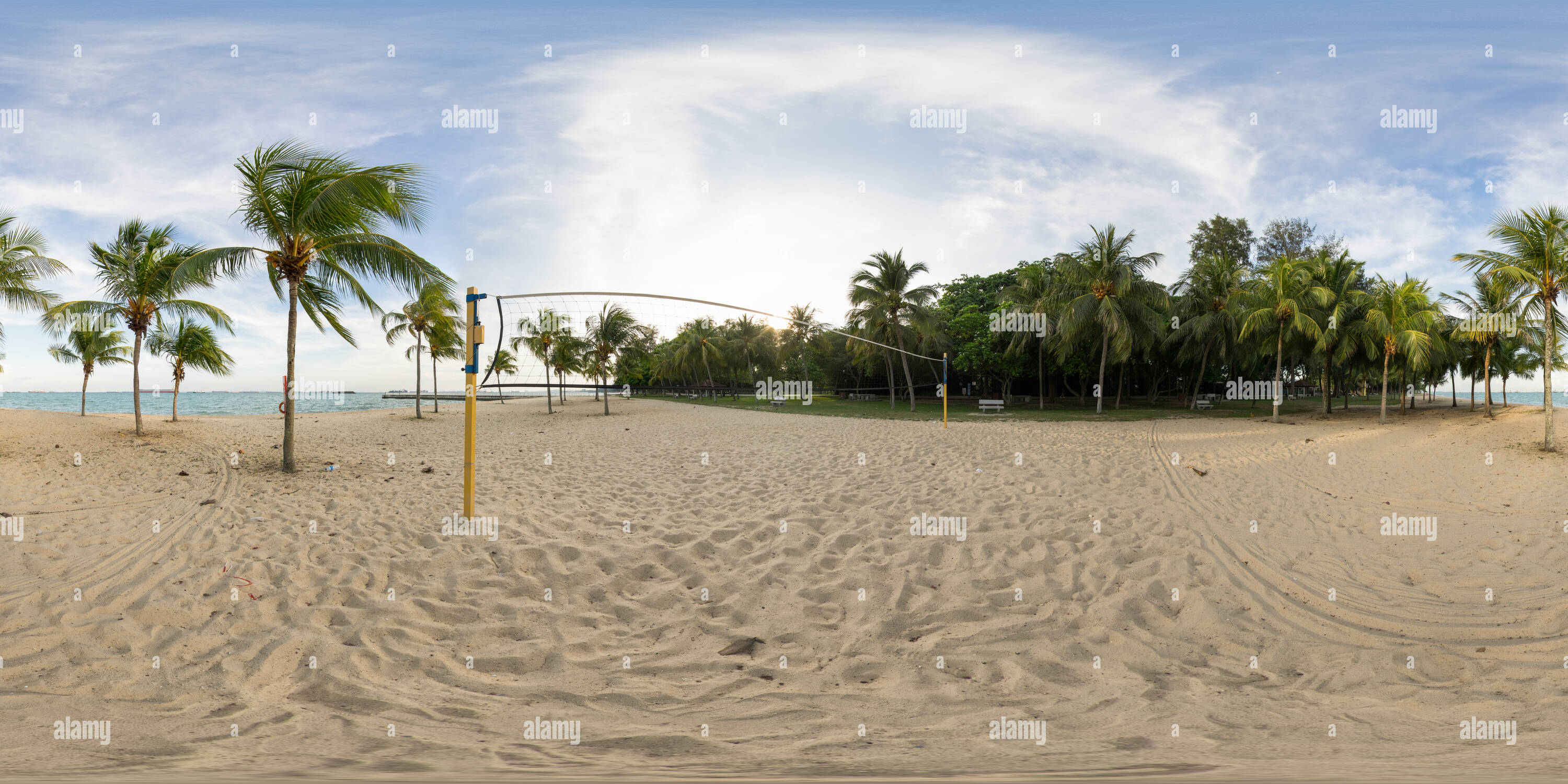 360° view of Beach Valley Ball Court at East Coast Park, Singapore - Alamy