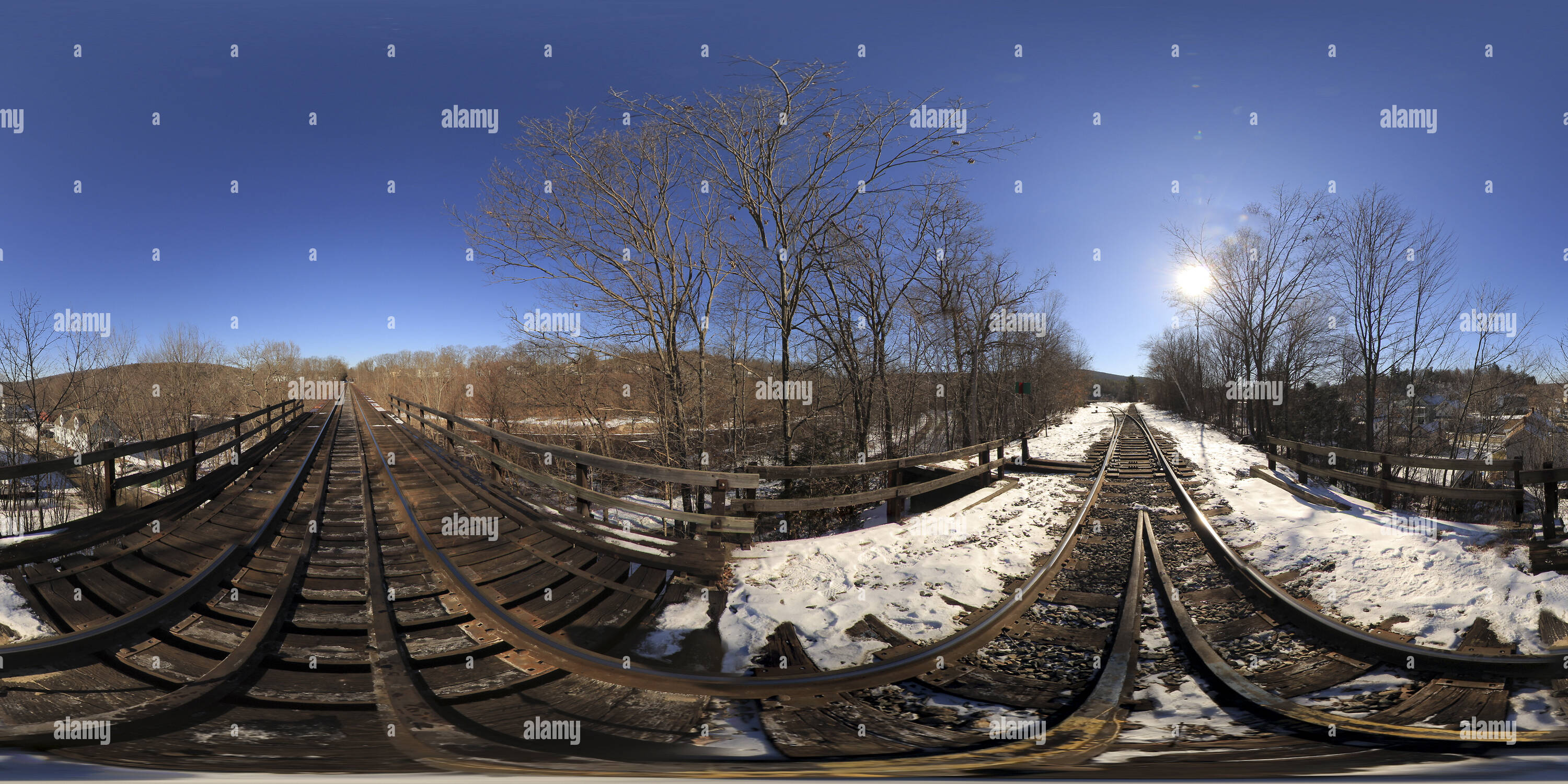 360° view of Millers Fall Bridge on Rail road River - Alamy