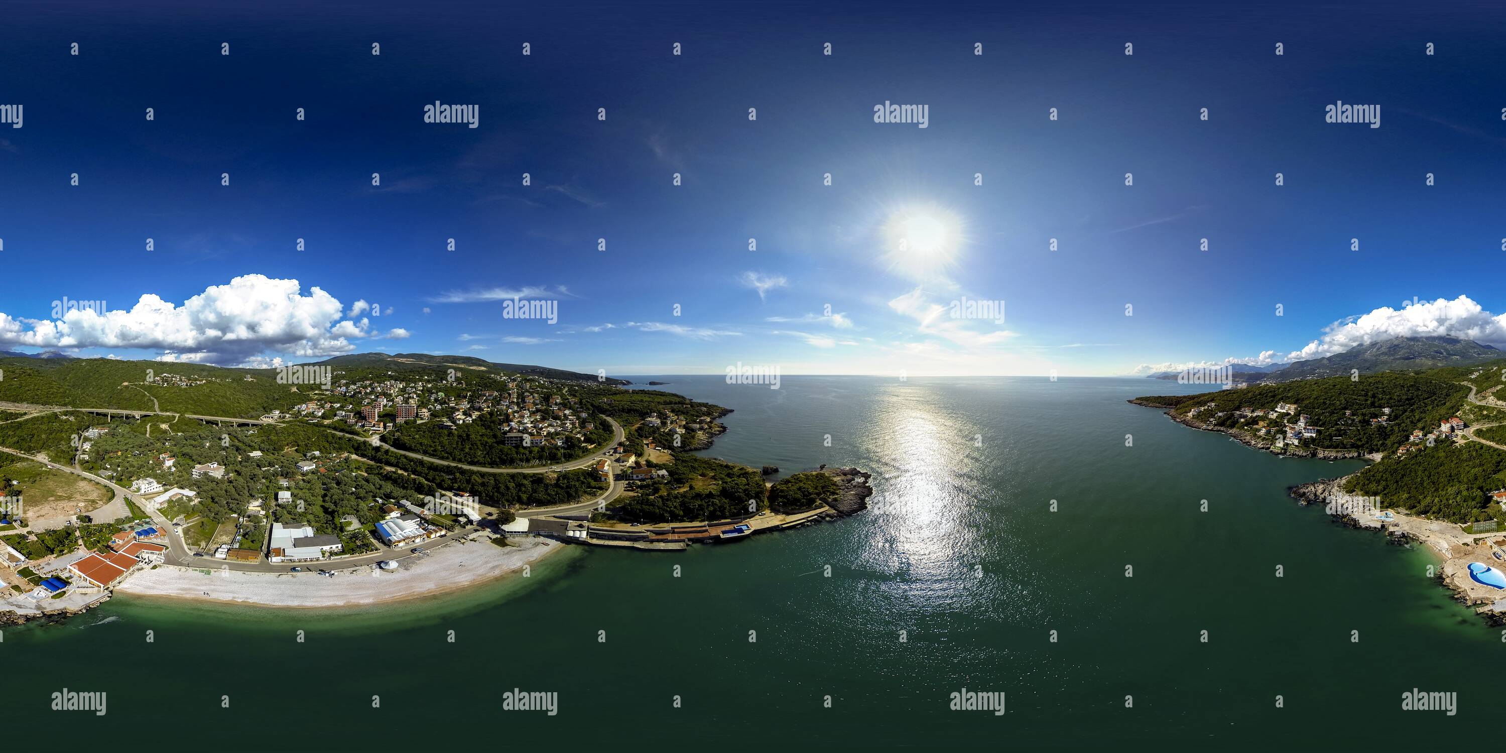 360° view of Utjeha Uvala Maslina - Montenegro Aerial Panorama - Alamy