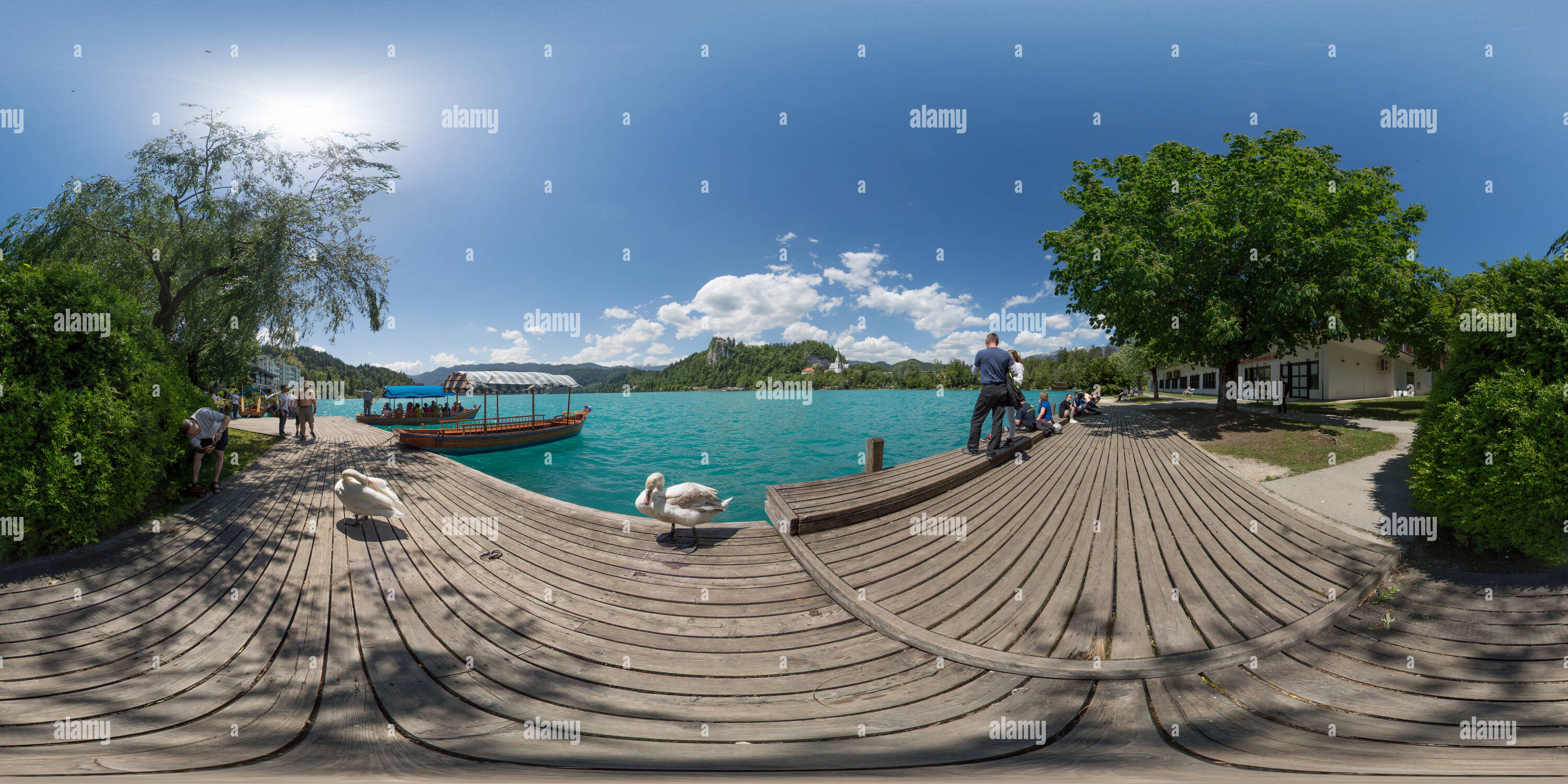 360° view of Port at Bled Lake - Alamy