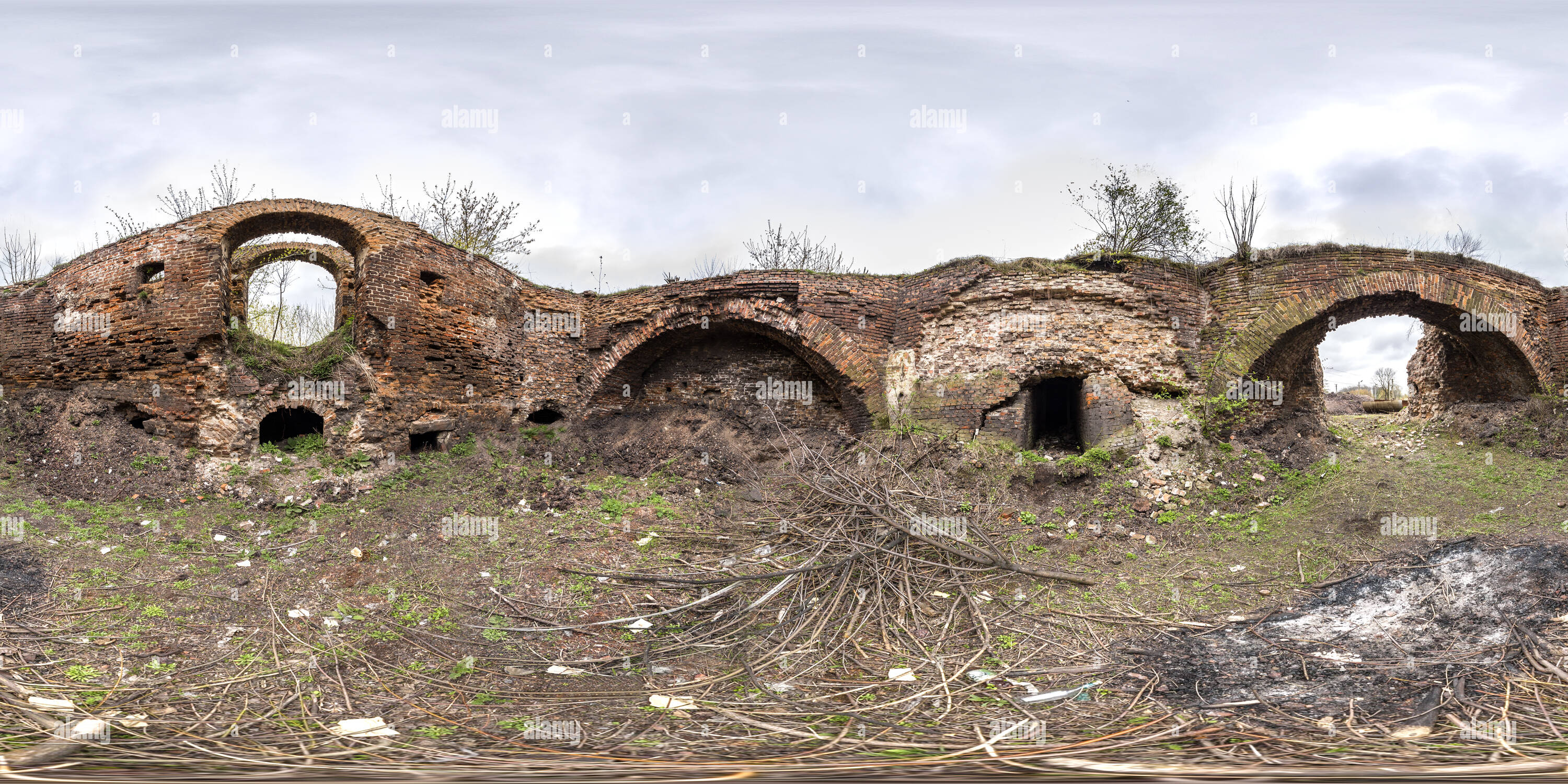 360° view of Olyka. Castle Radzivilov. Northern bastion - Alamy