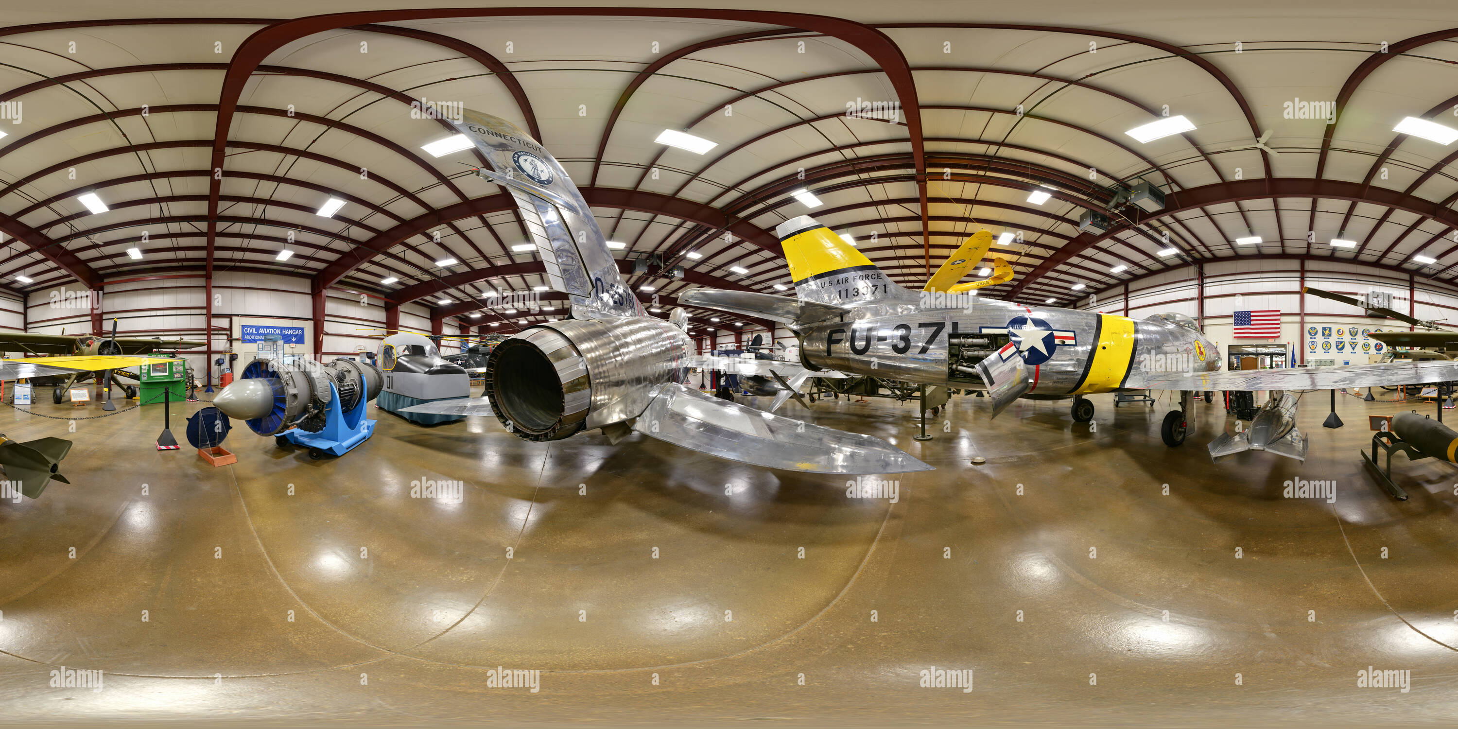 360° view of New England Air Museum Military Hangar - Alamy