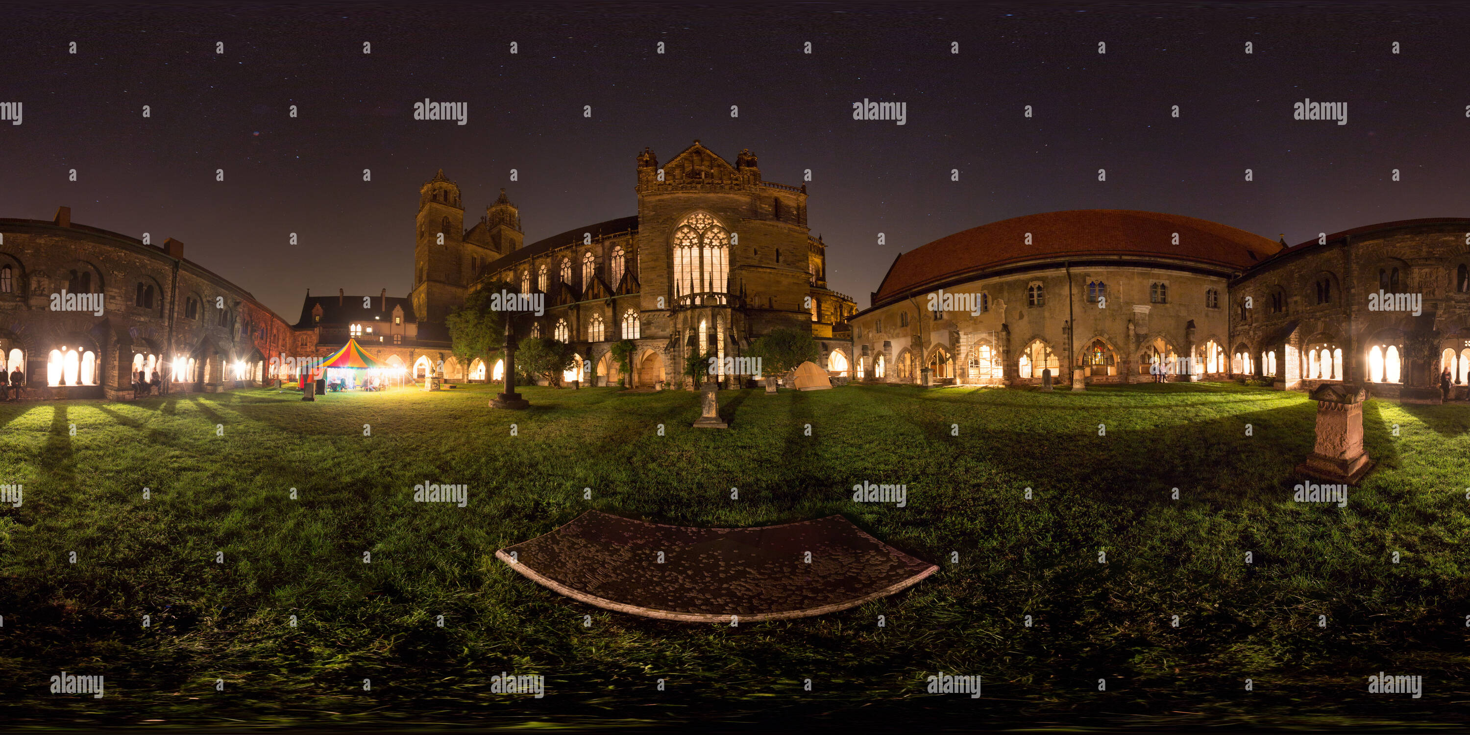 360° view of cloister at the night - Alamy