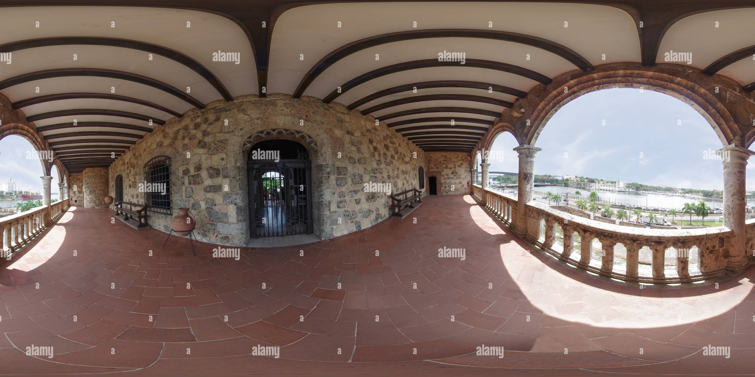 360° view of Rio Ozama from Casa de Colon in Santo Domingo, Dominican ...
