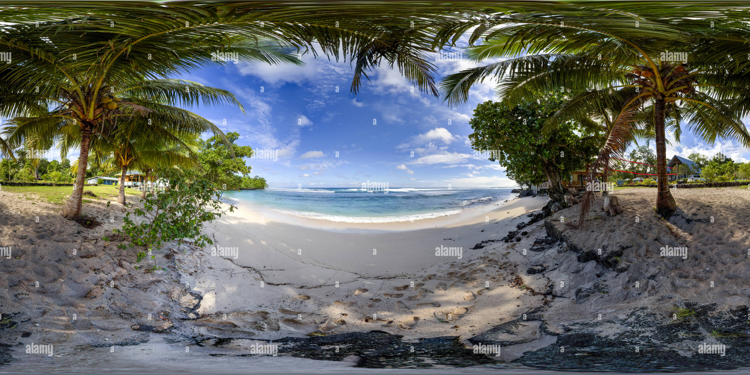 360° view of Aganoa surfer beach resort Savai'i, Samoa - Alamy