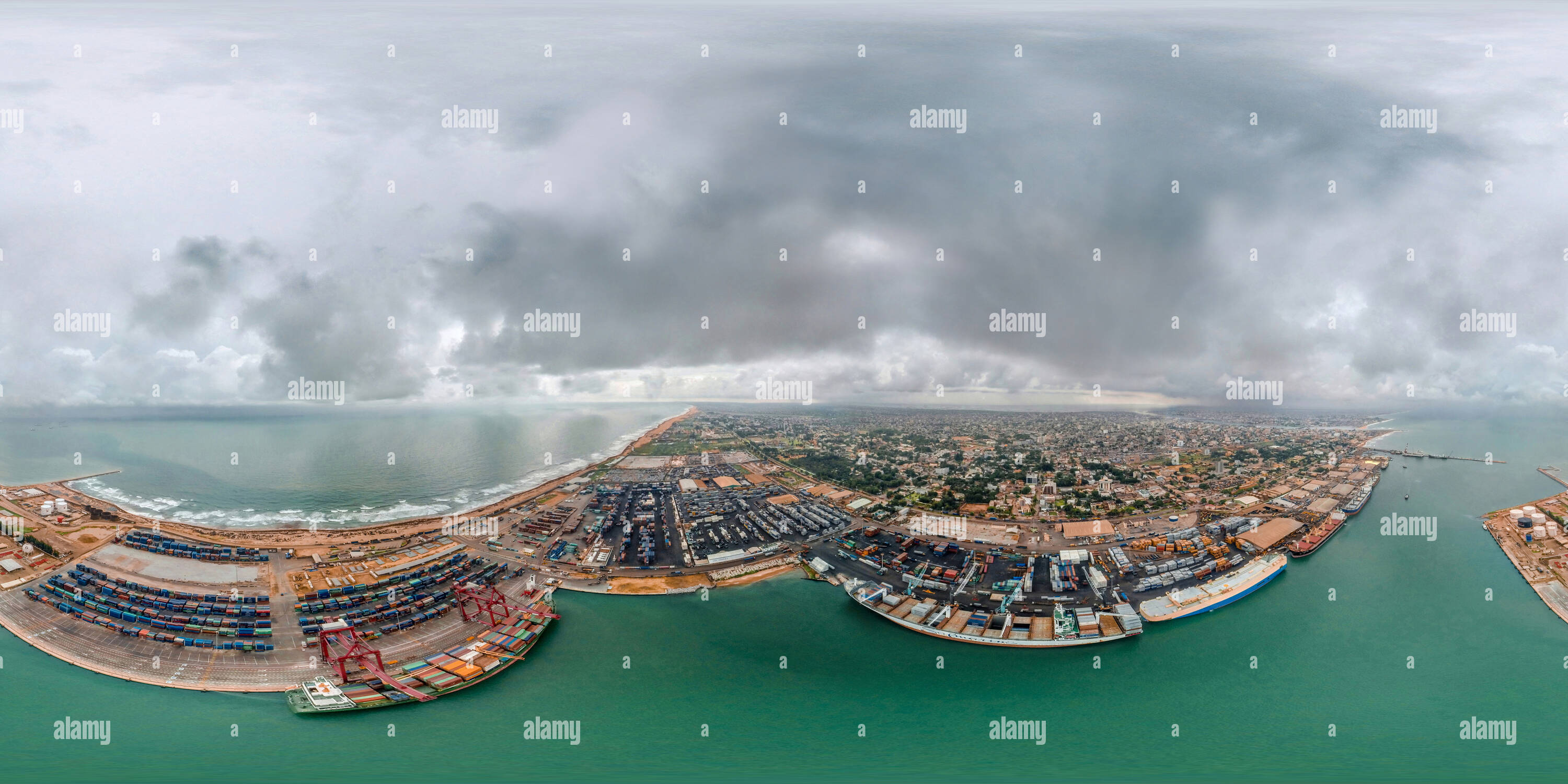 360° view of Cotonou Port airpano - Alamy