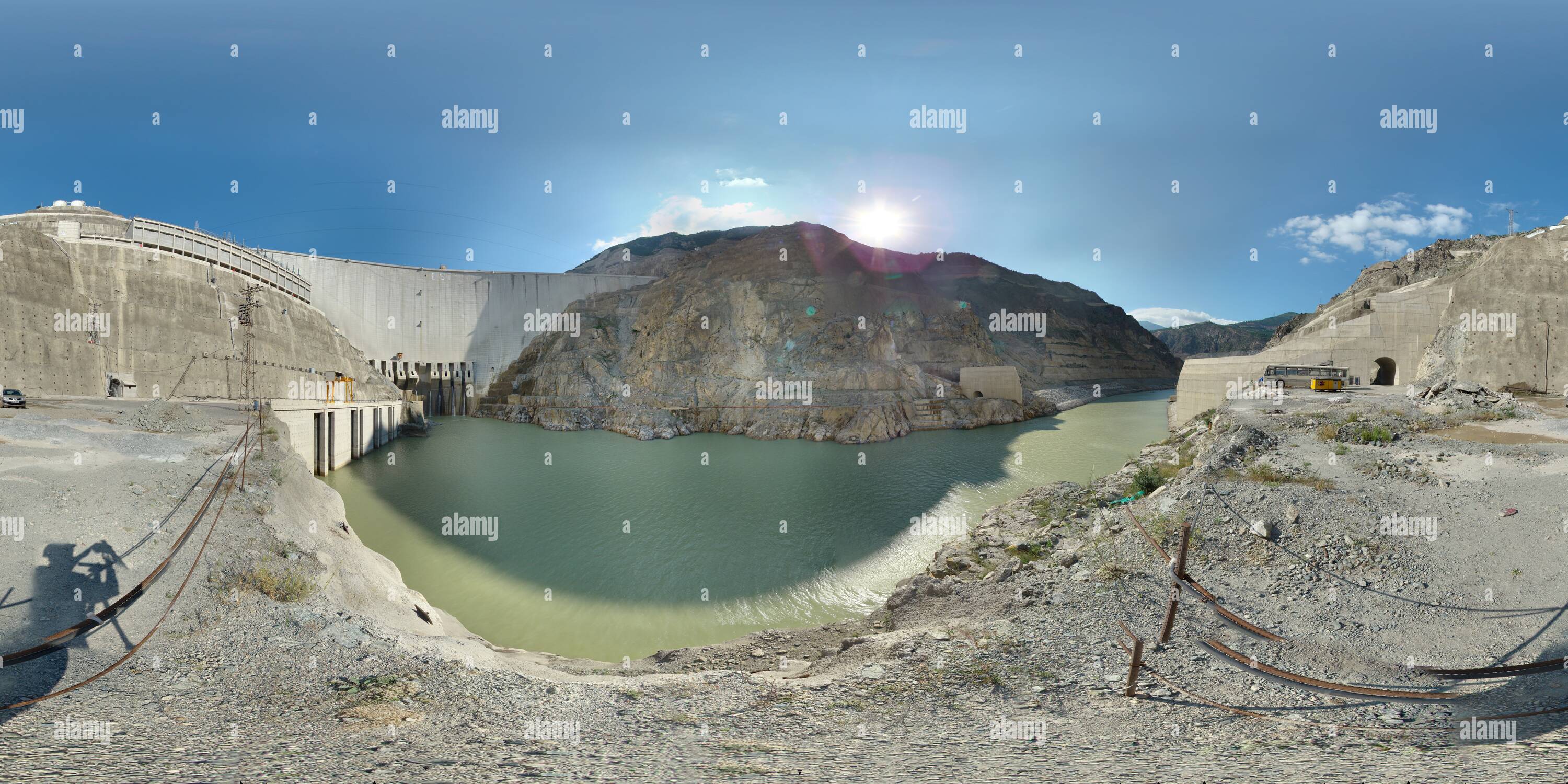 Deriner dam right bank downstream panorama hi-res stock photography and ...