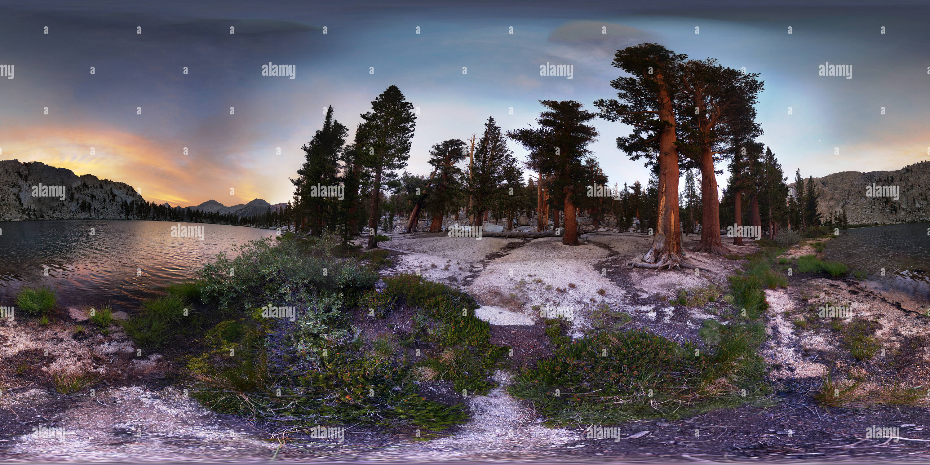 360° view of Sunset at Little Claire Lake - Alamy