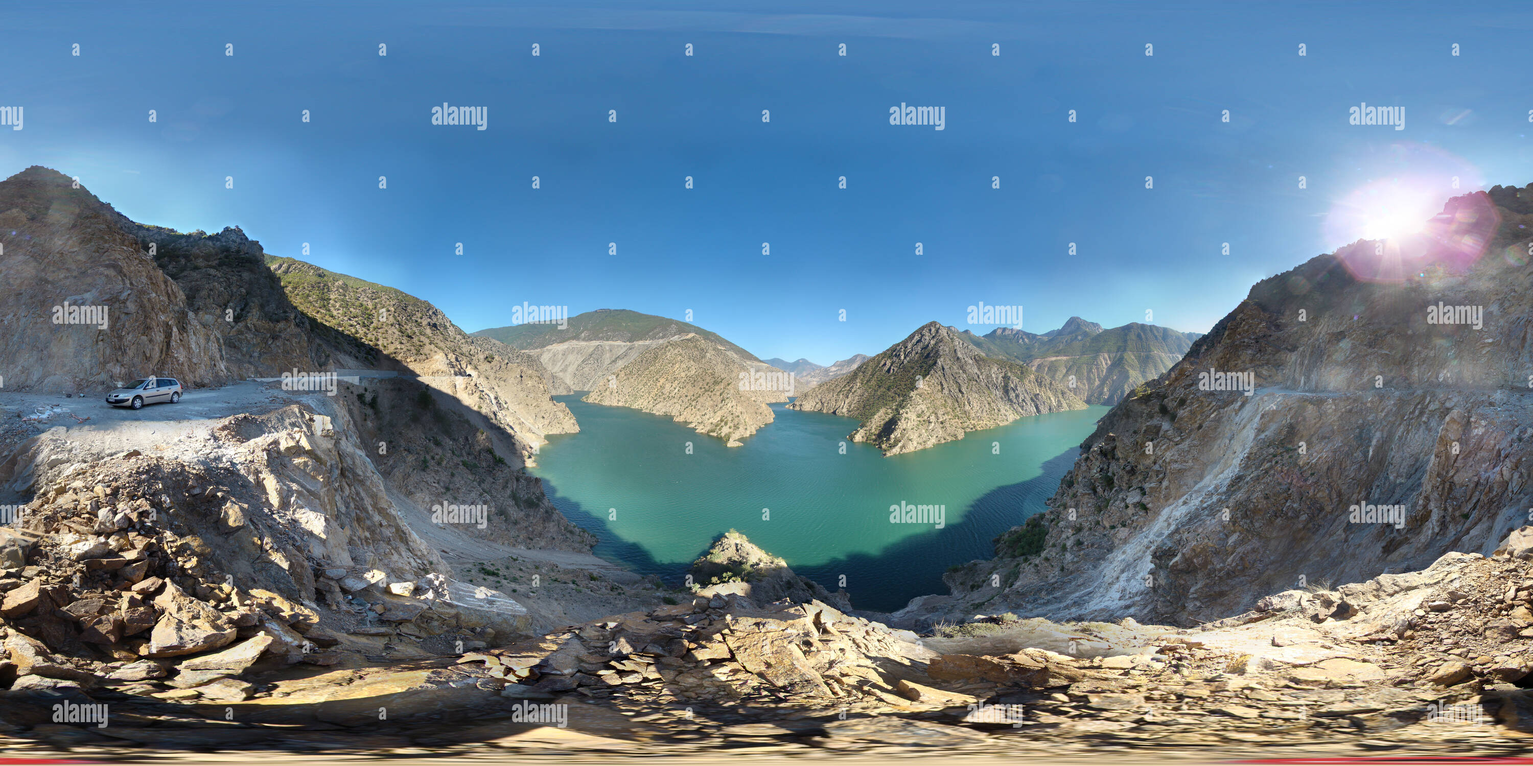 360° view of Deriner Lake during Impounding over old Berta Concrete ...