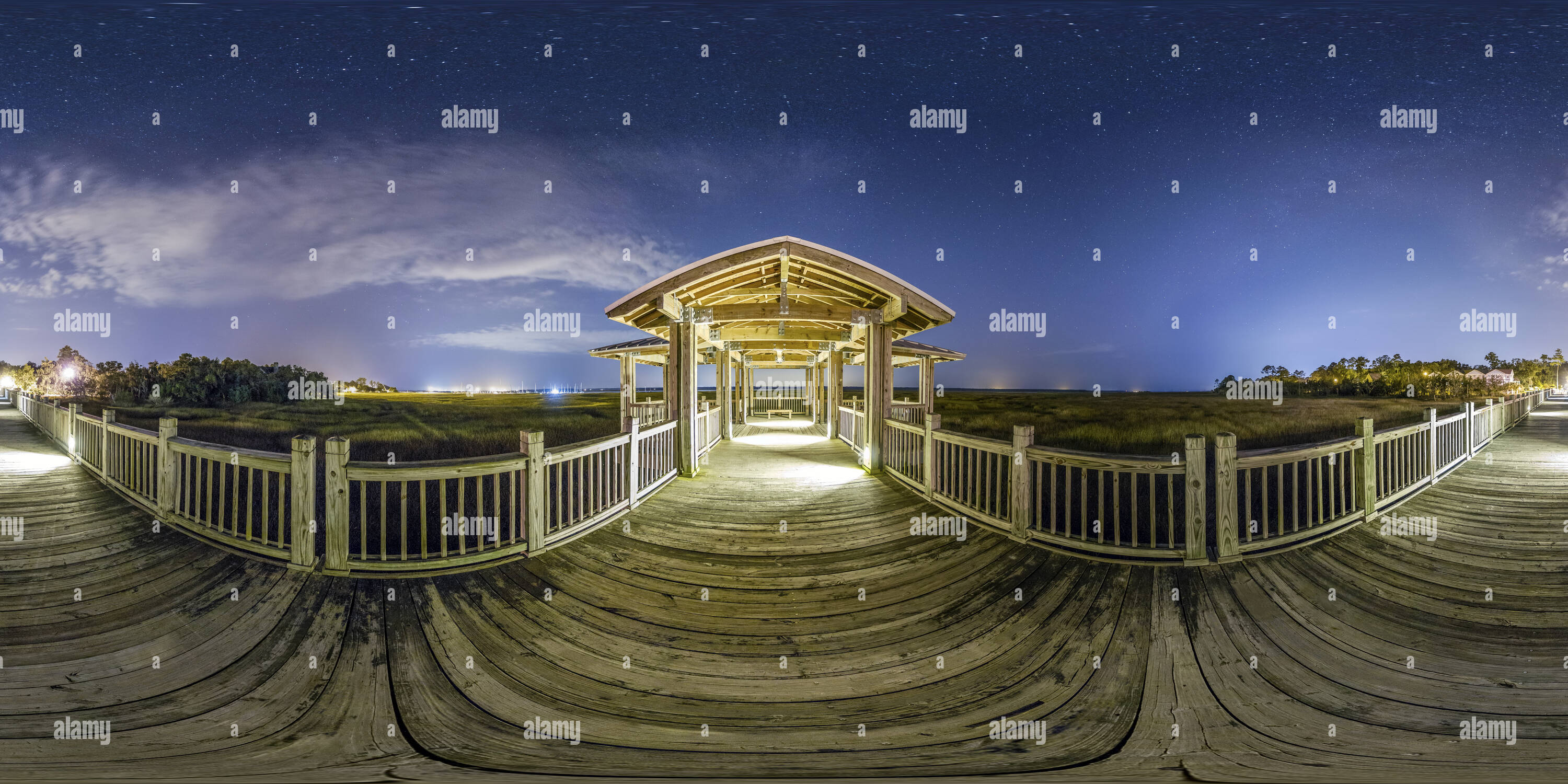 360° view of Saint Marys Marsh Boardwalk at Night - Alamy
