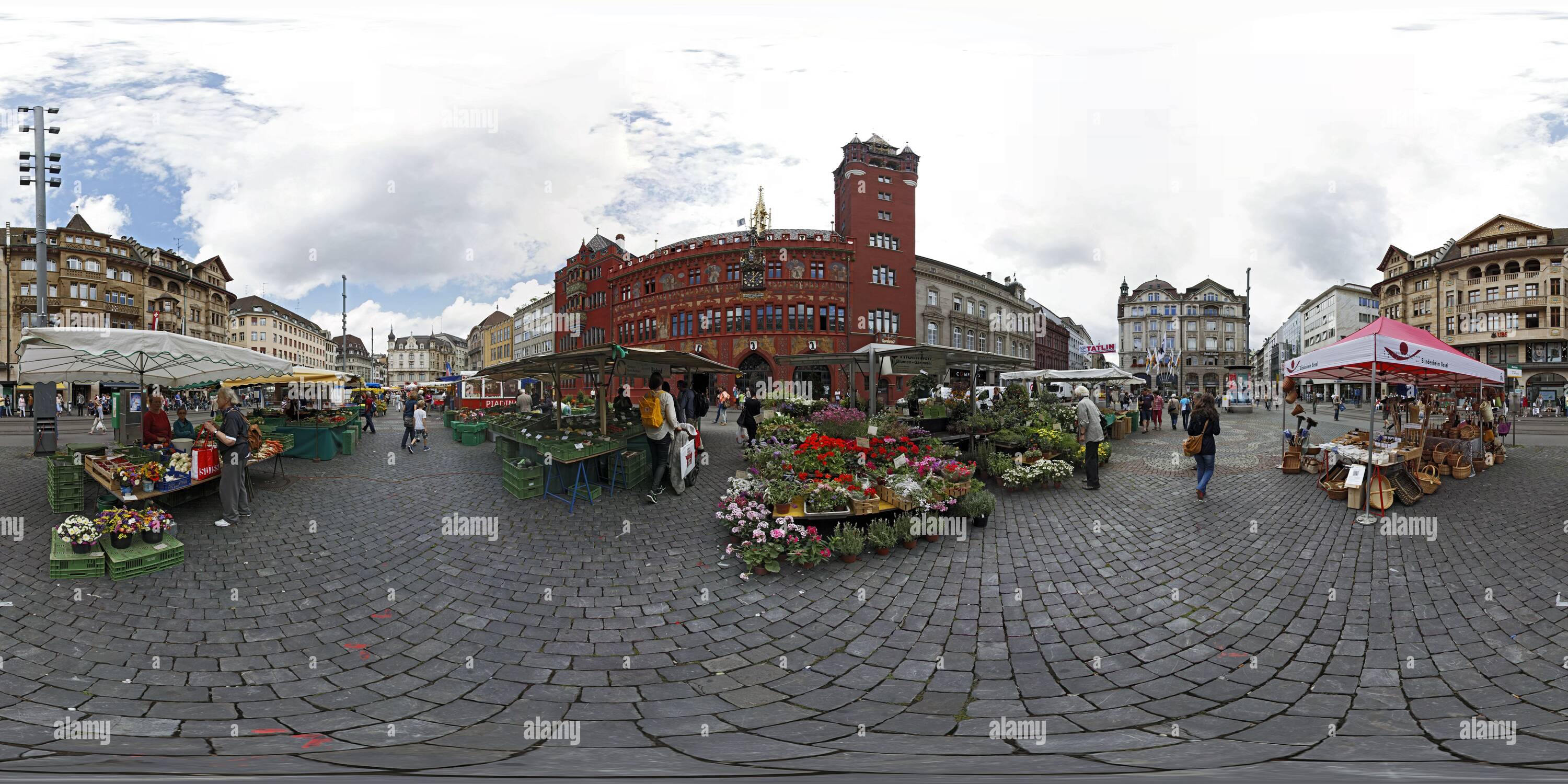 360° view of Basel, City Hall und Marketplace - Alamy