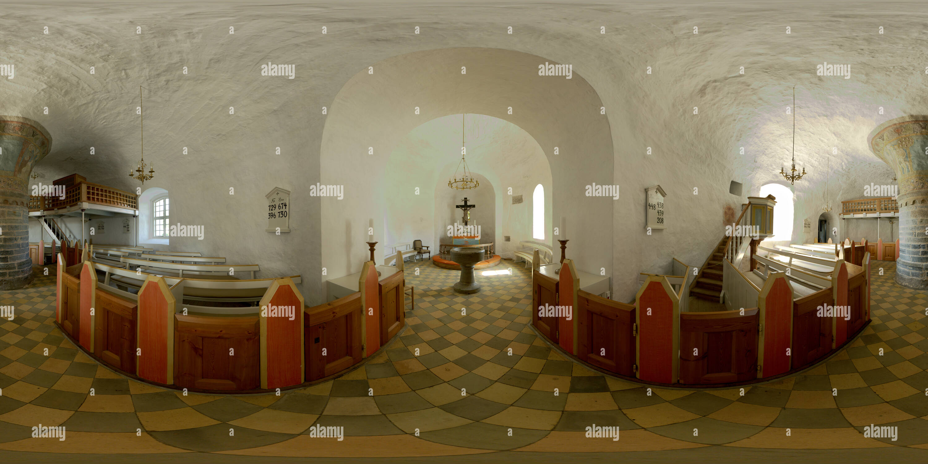 360° view of Nylars Rundkirke - Nylars Round Church on Bornholm - Alamy