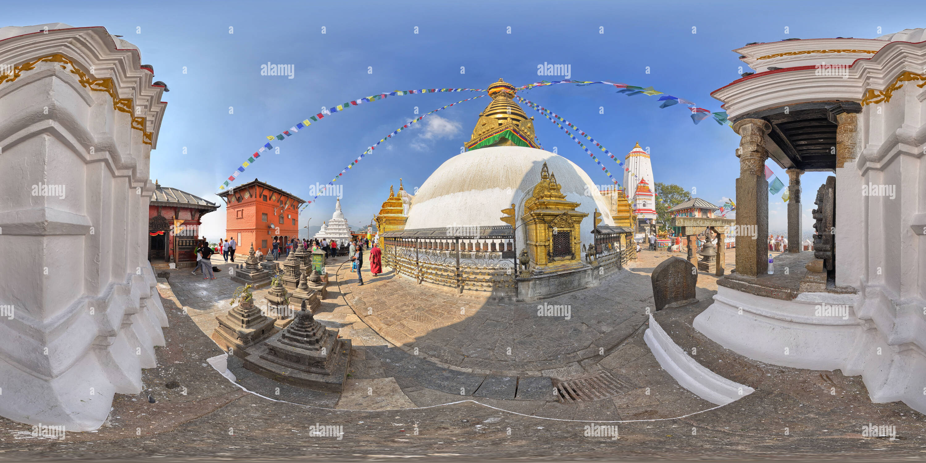 360° view of Swayambhunath Stupa (Katmandu - Alamy