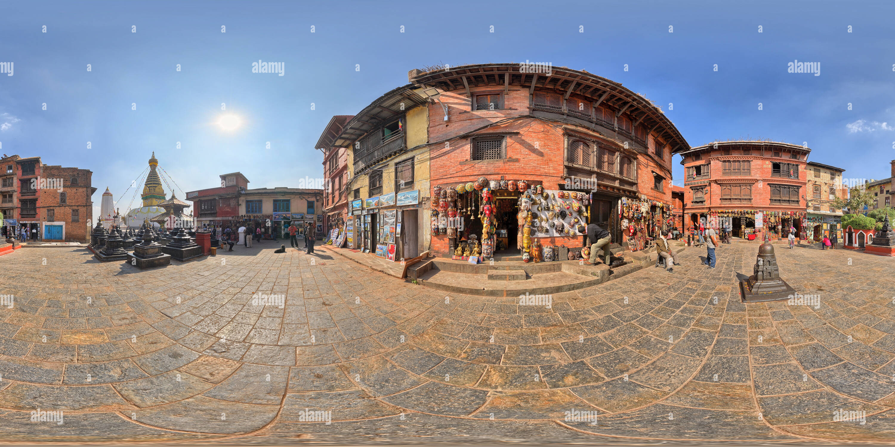 360° view of Swayambhunath Stupa (souvenir shops Katmandu - Alamy