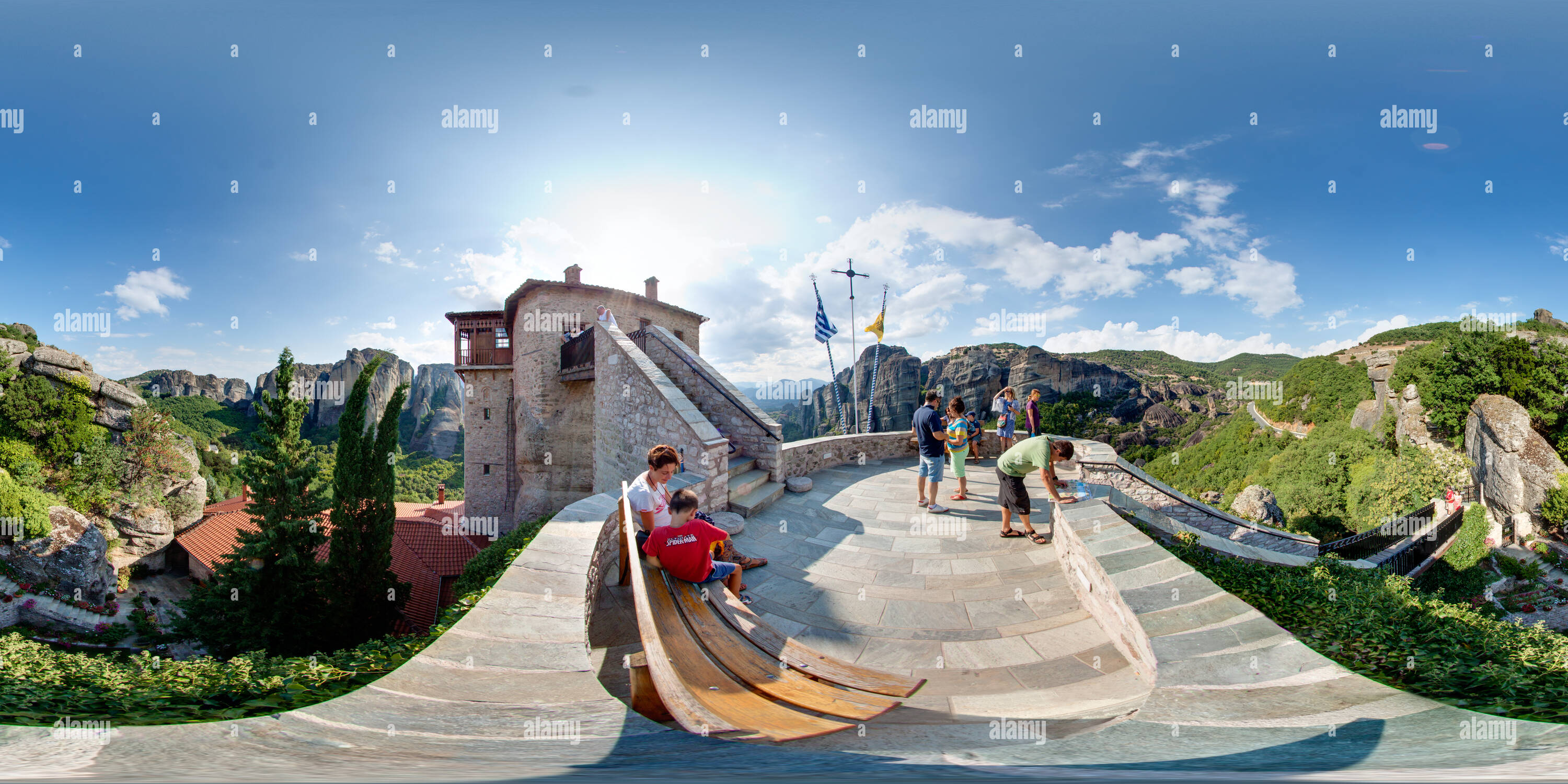 360° view of Meteora - Monastery of Rousanou - Alamy
