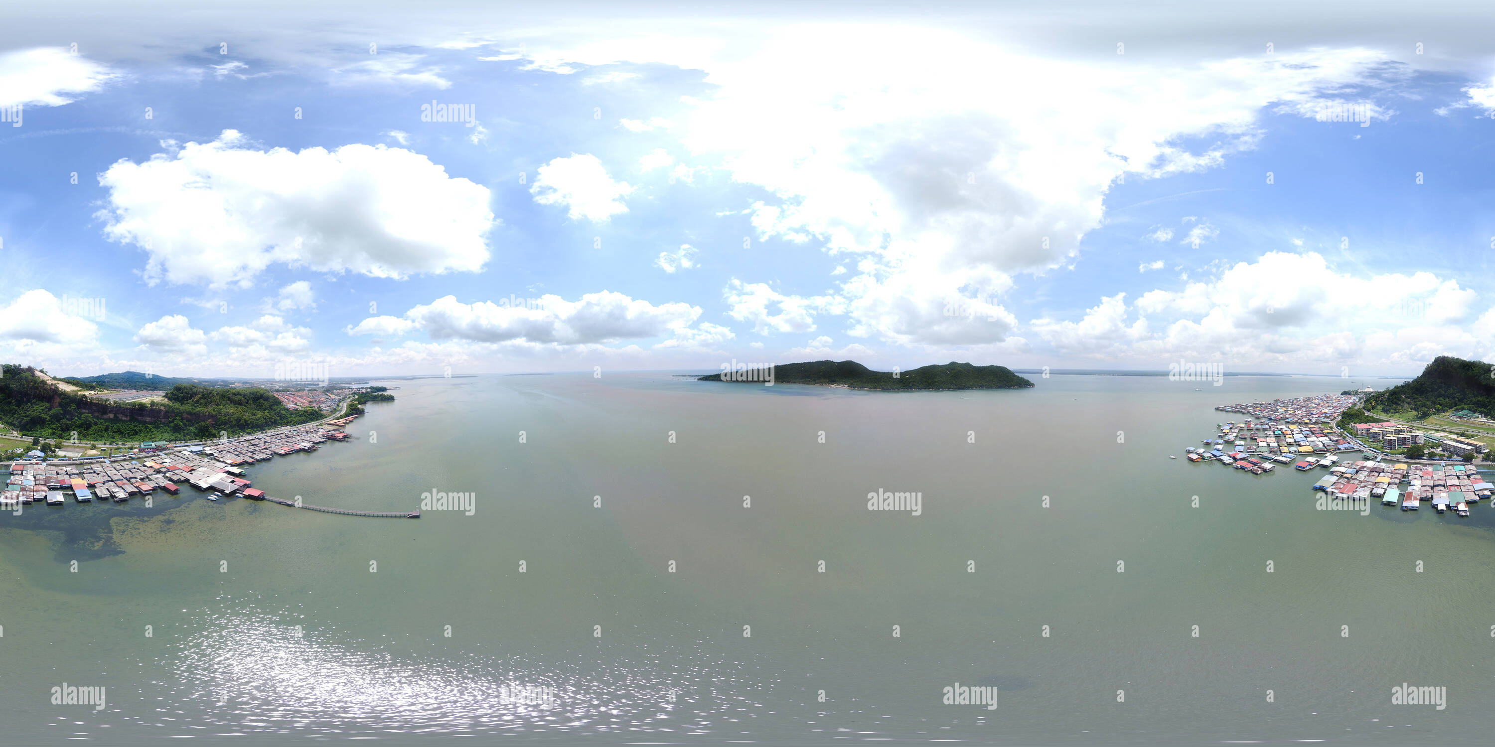360° view of Aerial view of Sim Sim Water Village, Sandakan, Sabah ...