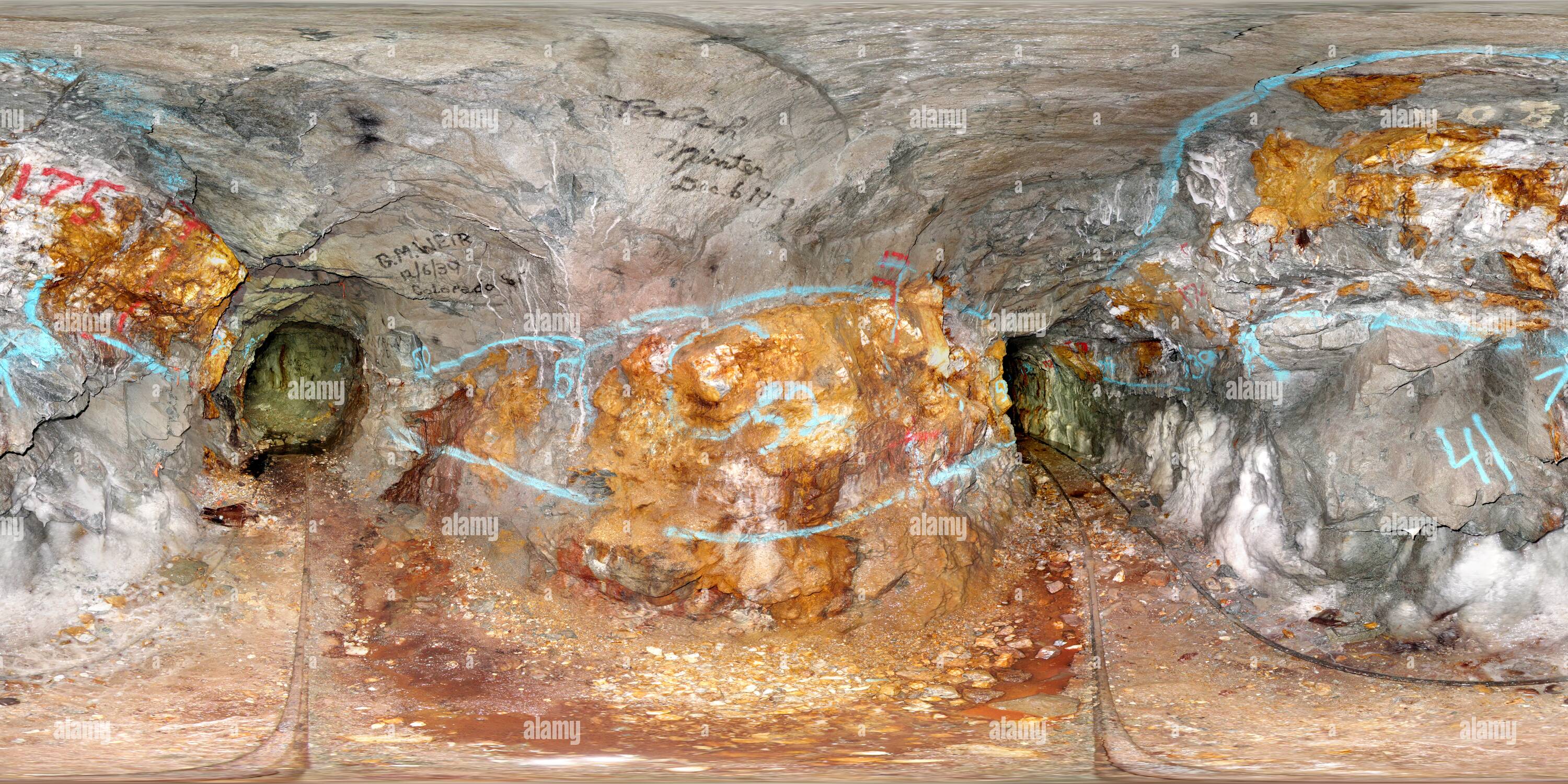 360° view of Houghton Mine - T Crosscut miner's graffiti [2] - Alamy