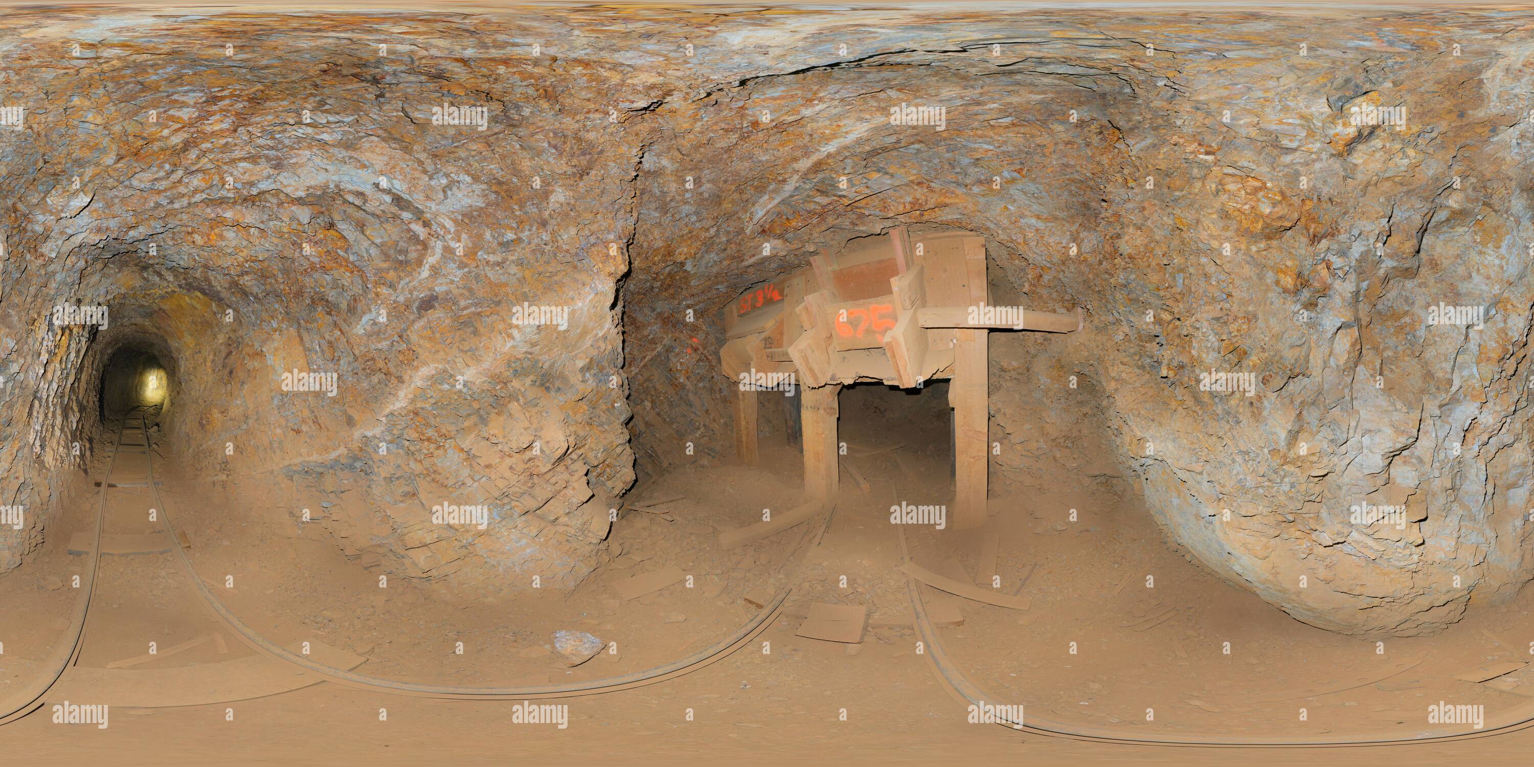 360° view of Larkspur Mine - lower adit twin ore chutes [2] - Alamy