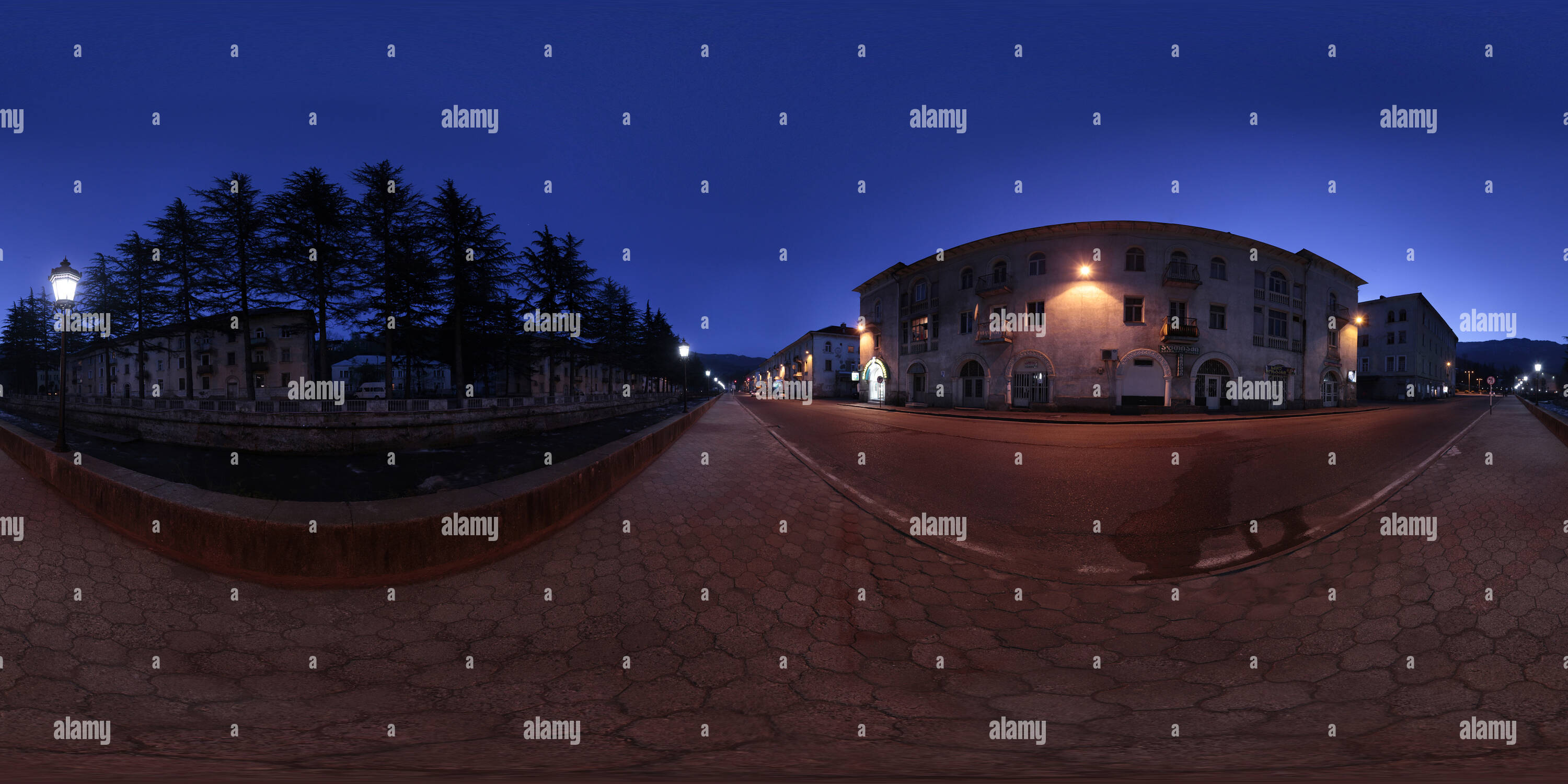 360° view of Tkibuli, Rustaveli street at night - Alamy