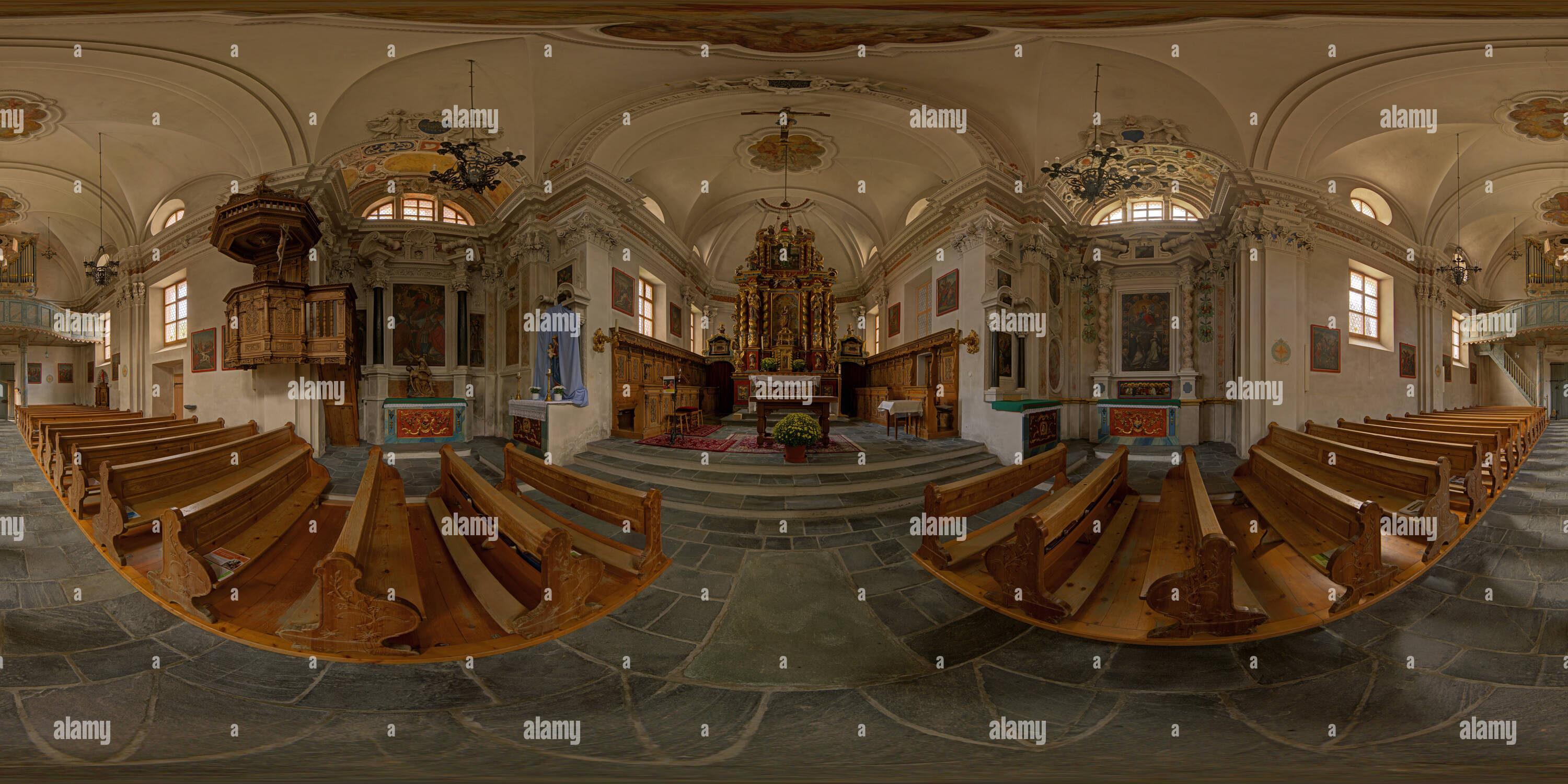 360° view of Catholic parish church in Vrin - Alamy