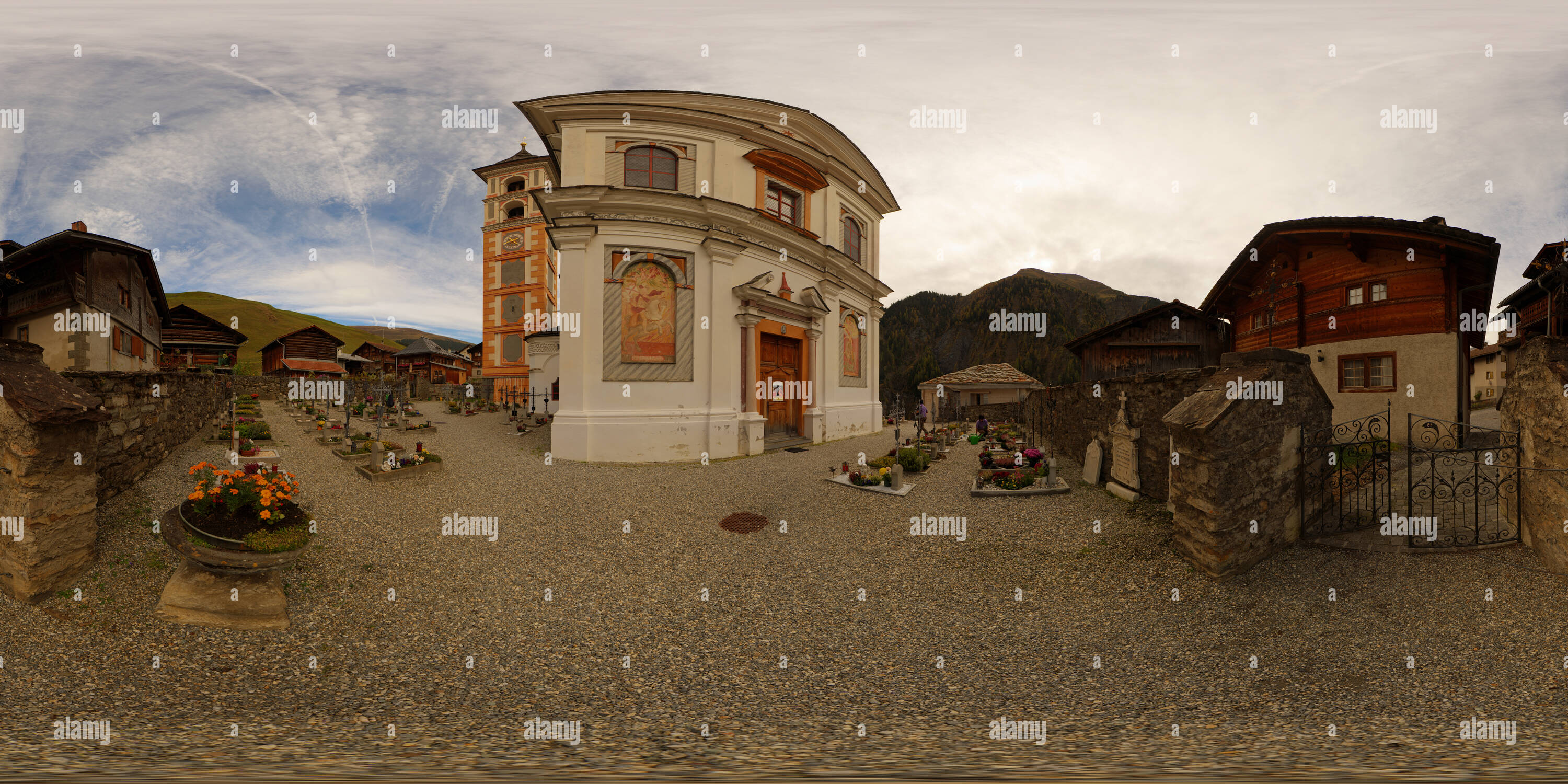 360° view of Catholic parish church in Vrin 02 - Alamy