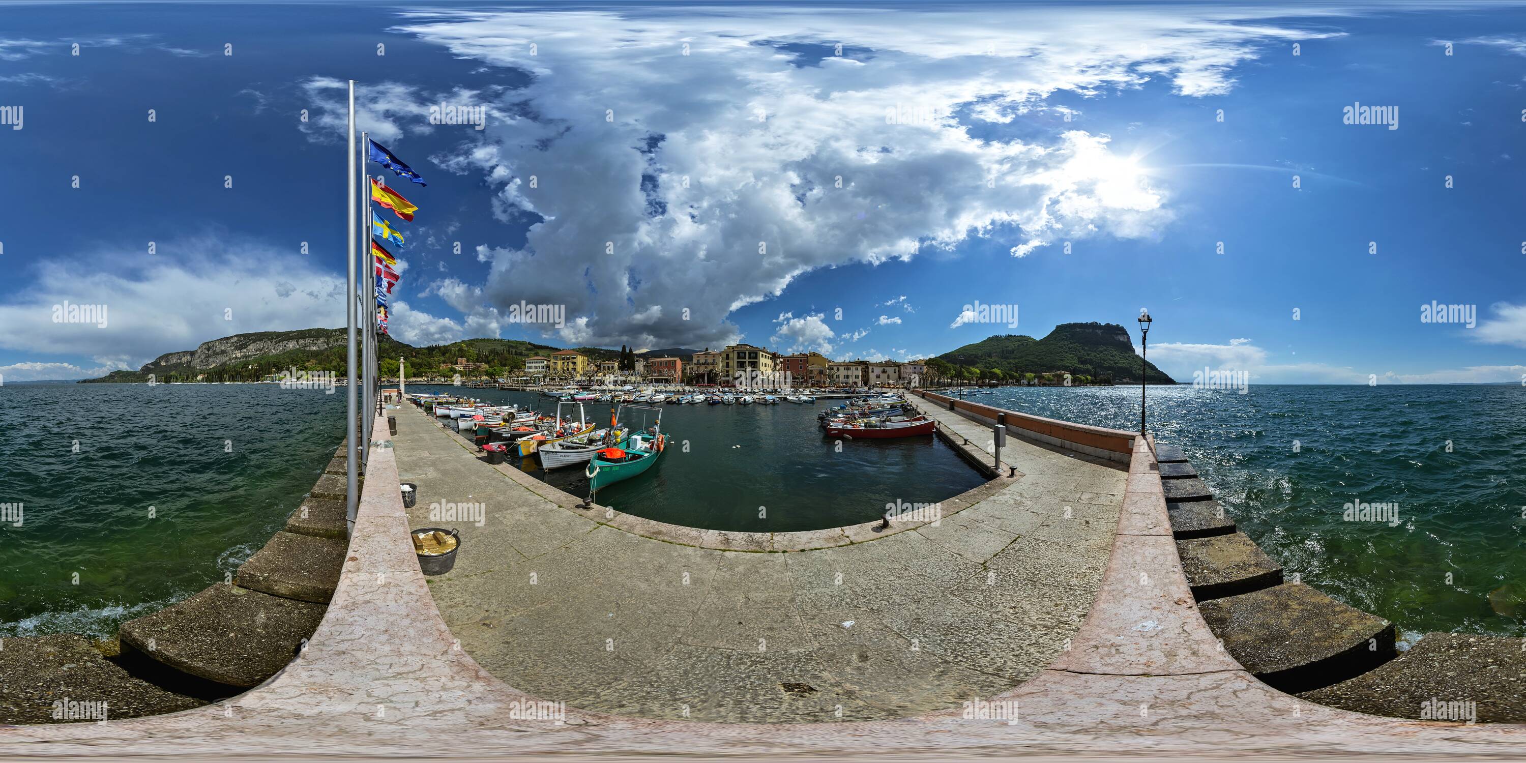 360° view of Garda - main harbour - Alamy