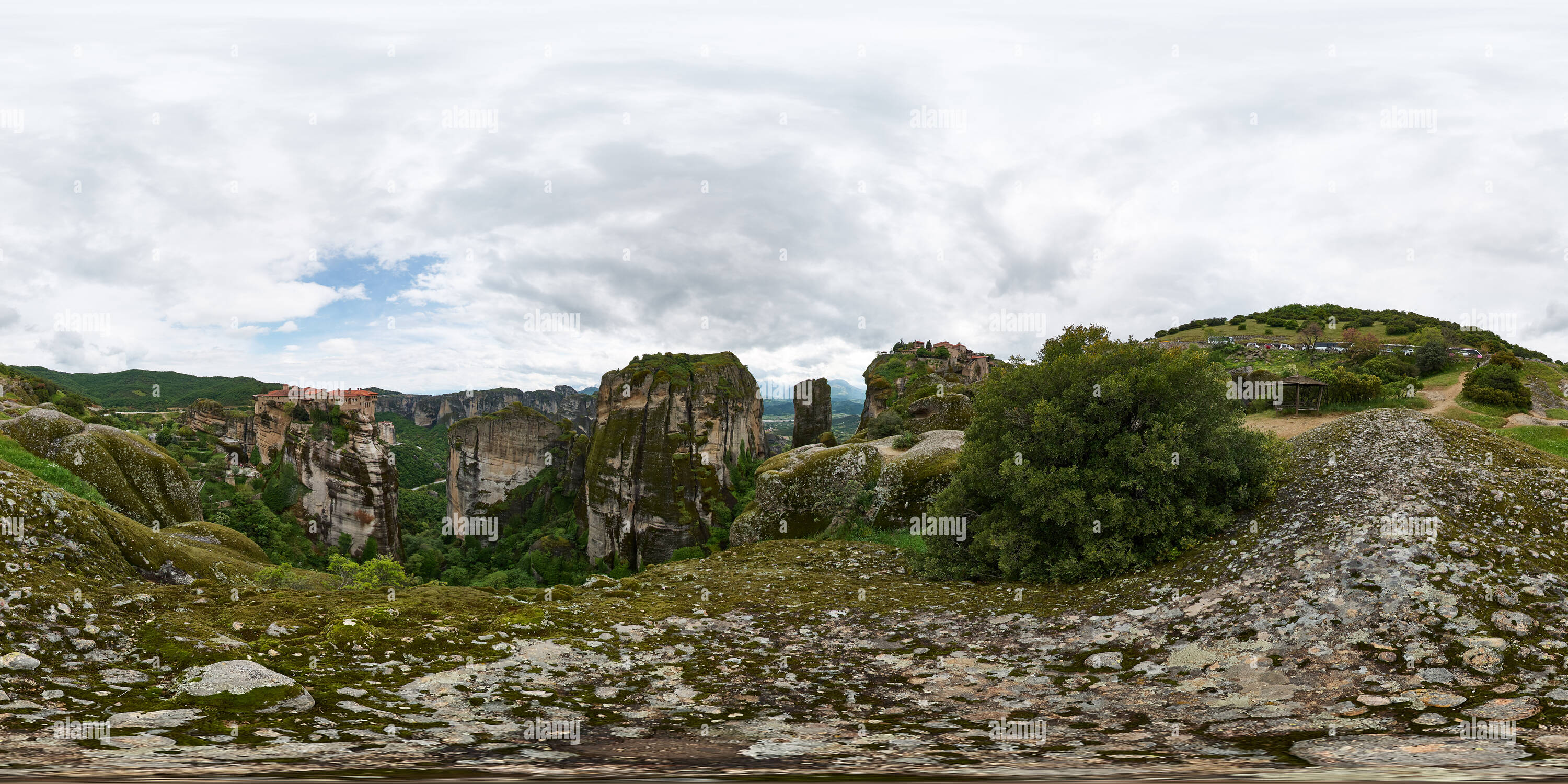 360° view of Meteora. The observation deck near the Monastery of Great ...
