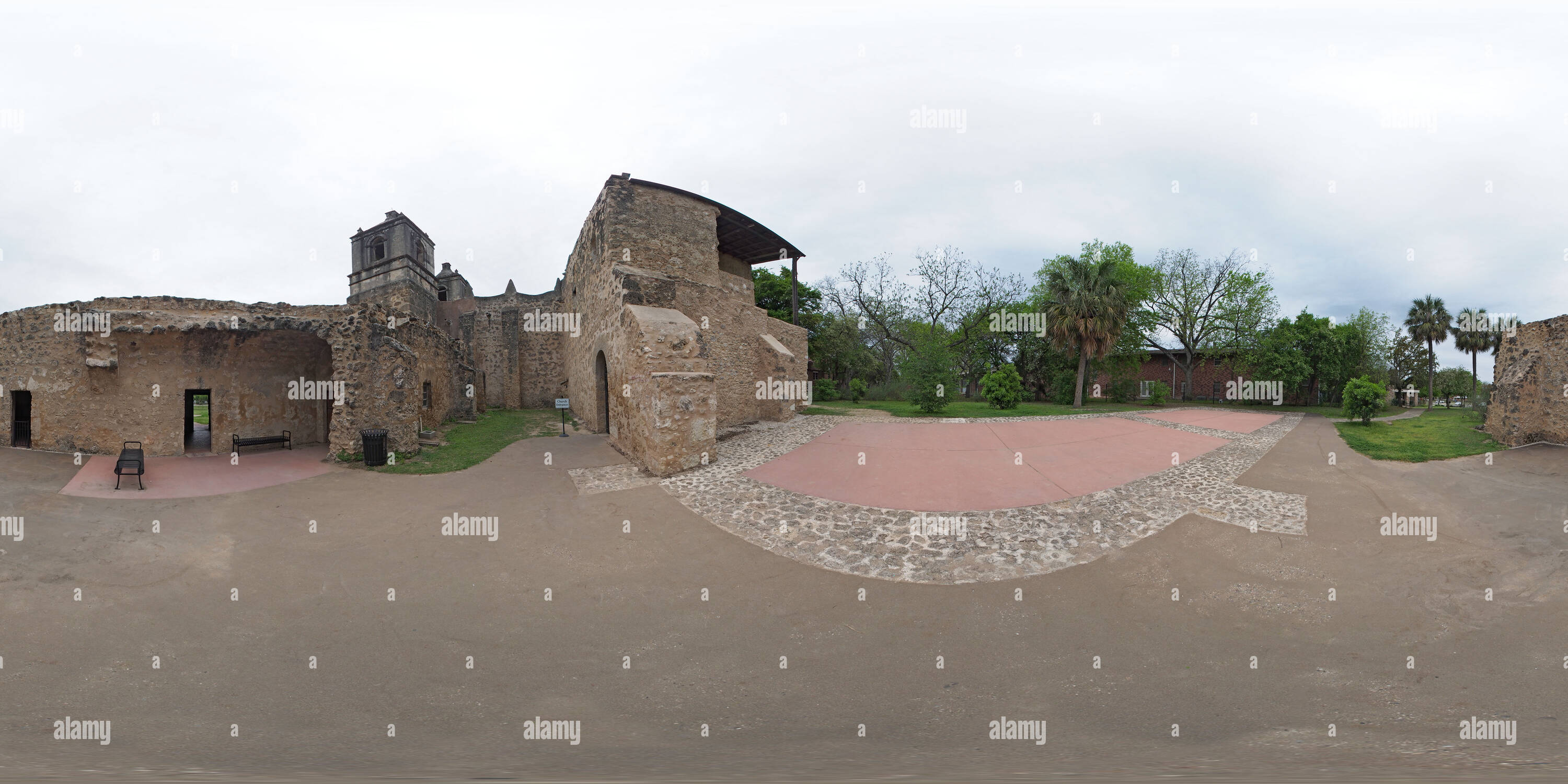 360° view of Mission Concepcion patio - Alamy