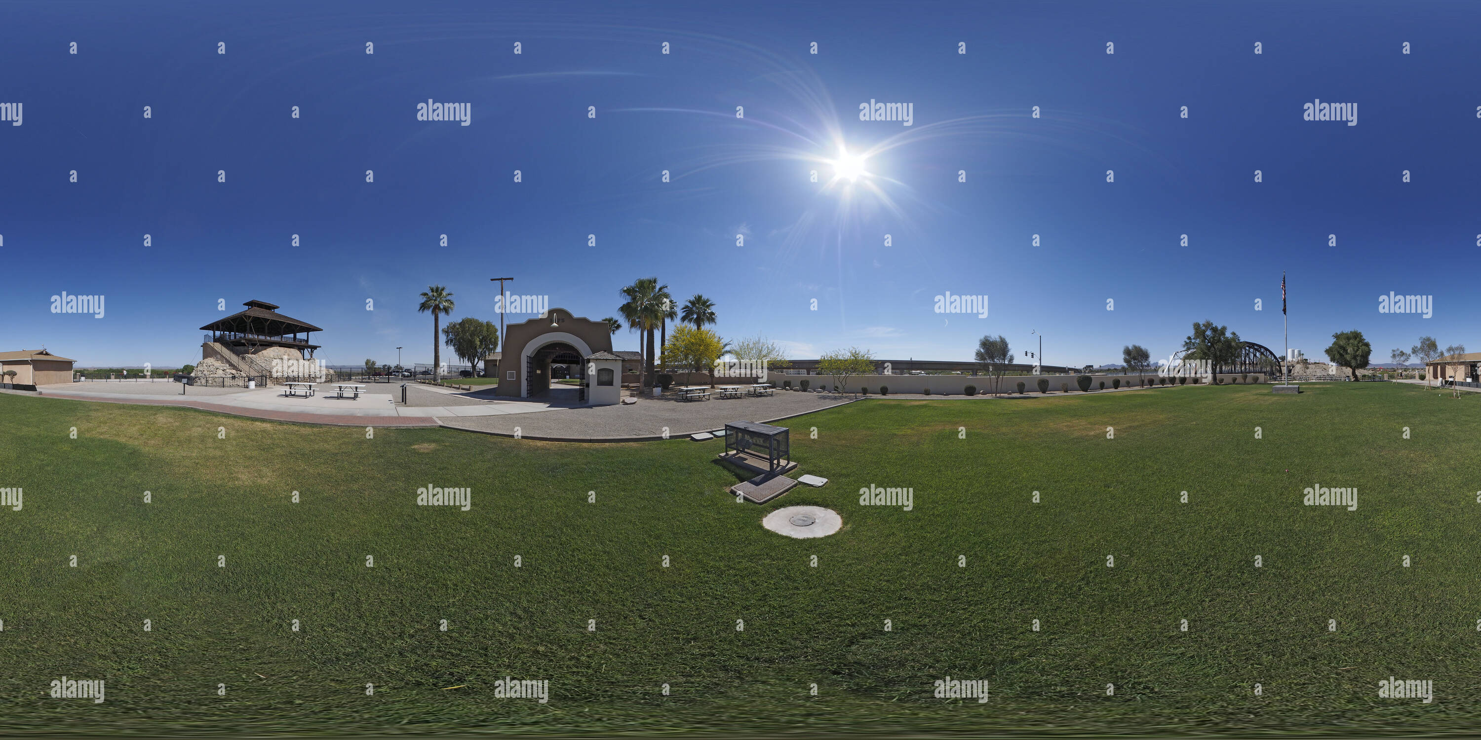 360° view of Yuma Territorial Prison guard tower and visitor center - Alamy