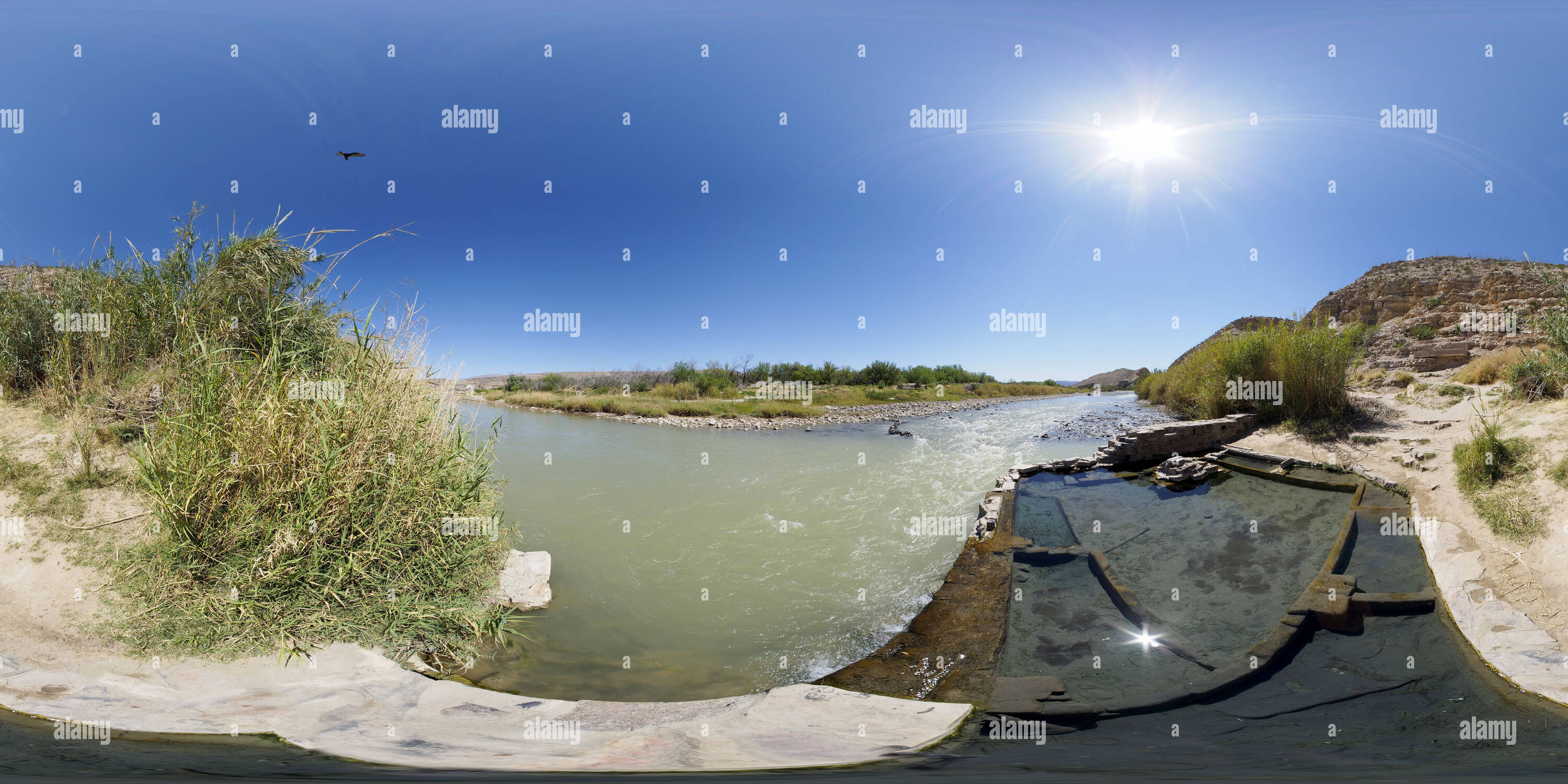360° view of Foundations of the bath house at Rio Grande Hot Springs ...