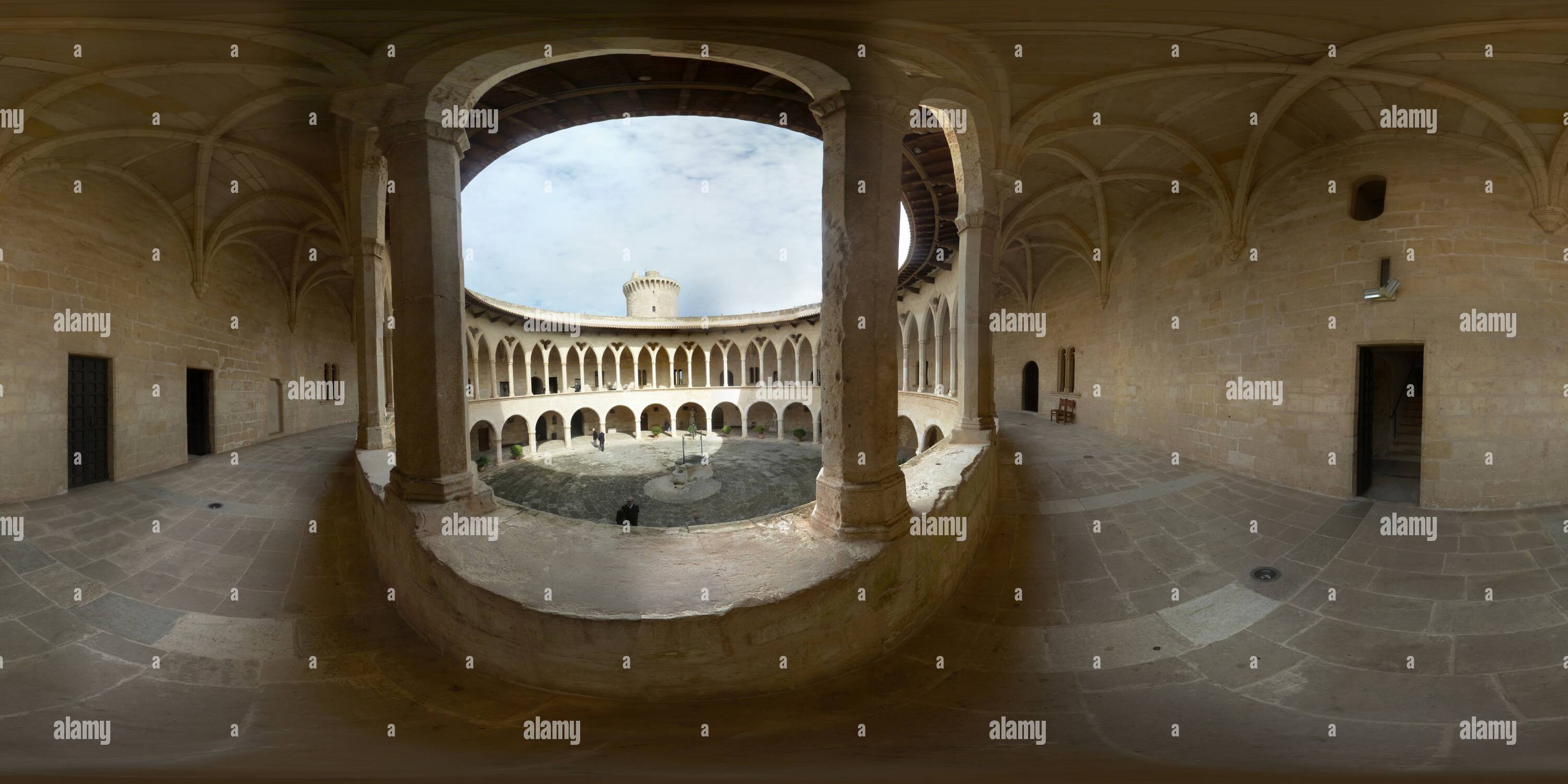 360° view of Castillo de Bellver (primera planta), Palma de Mallorca ...