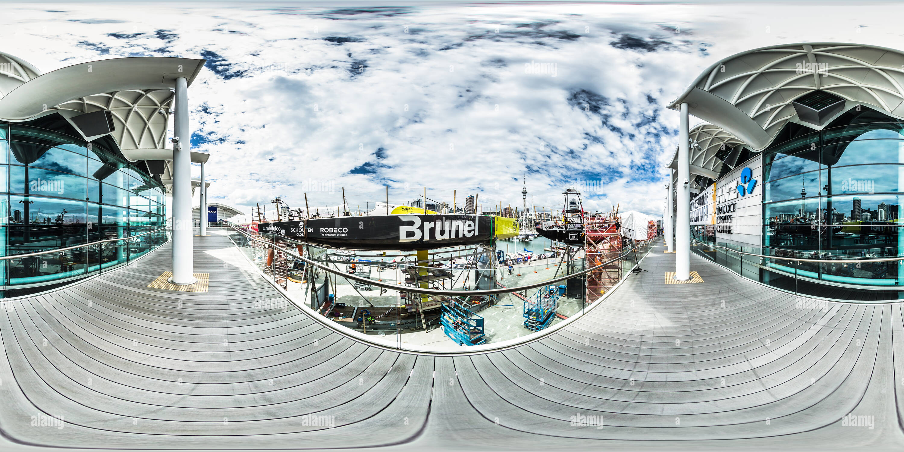 360° view of Team Brunel VO65 at the Working Zone in Maintenance - The ...