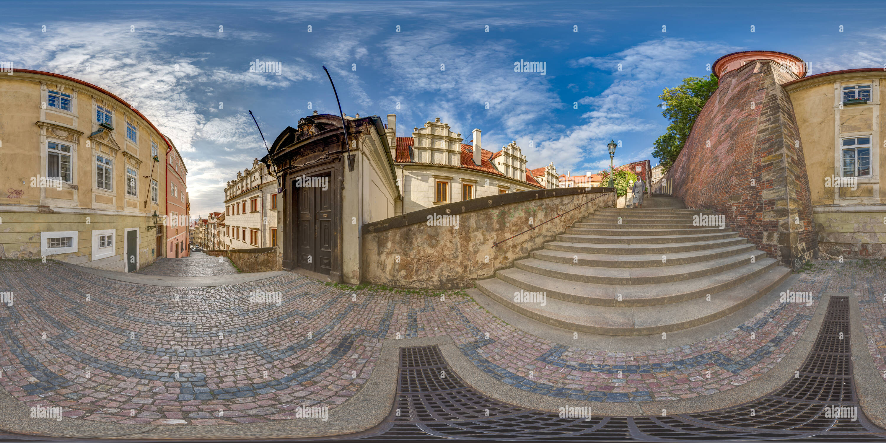 360° view of Old Castle steps, leading up to Prague Castle - Alamy