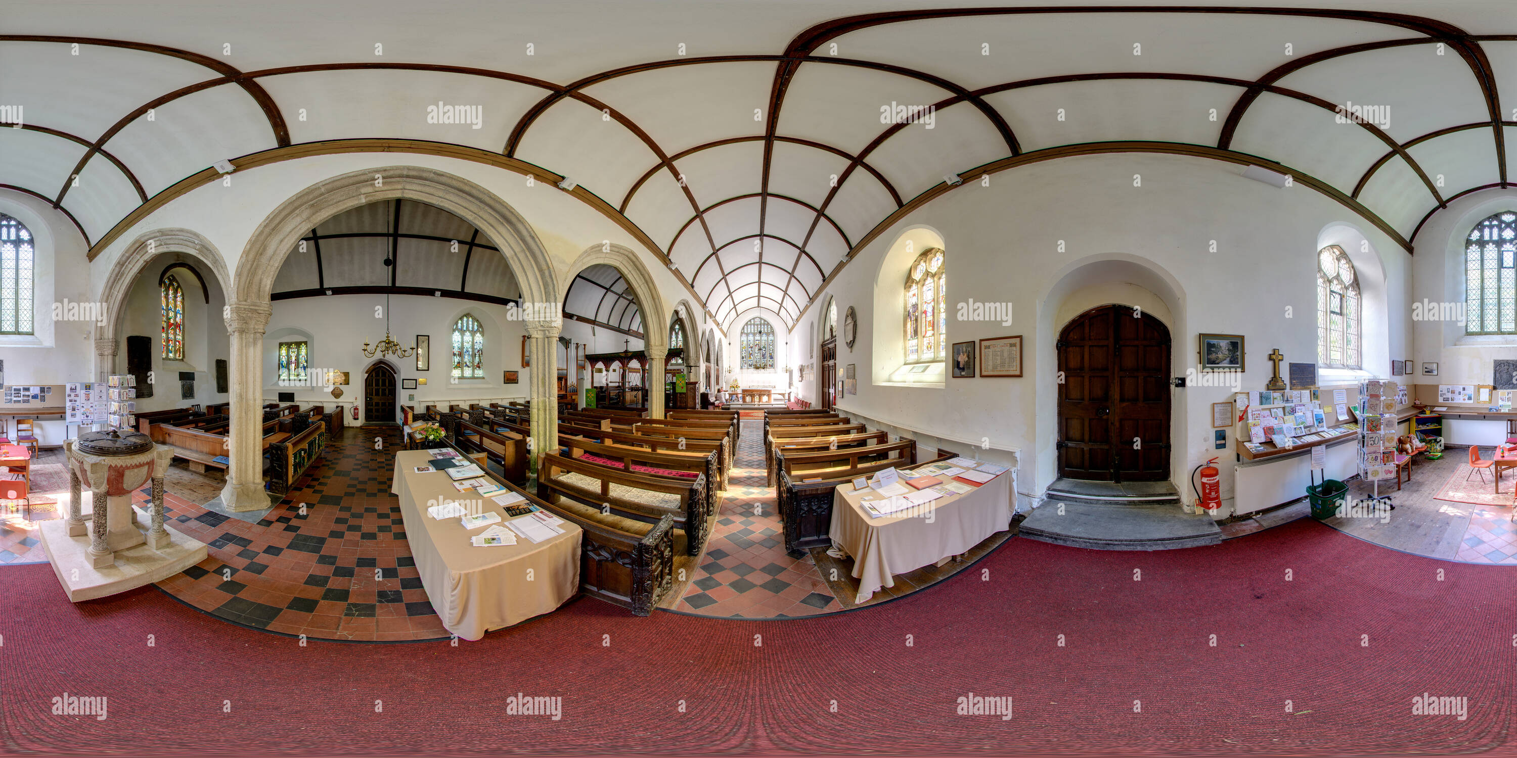 360° view of The Font, St Mawgan Church, Cornwall - Alamy