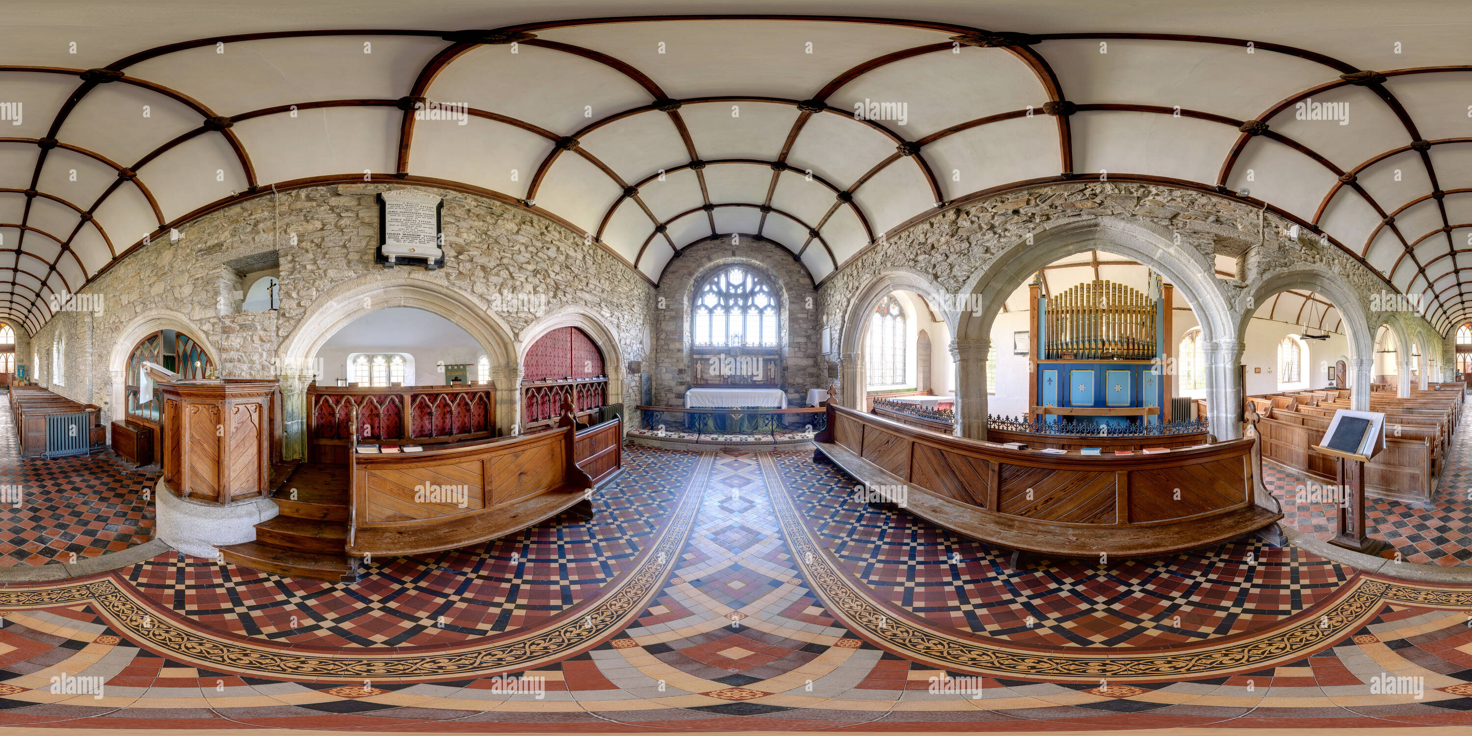 360° view of The Chancel, Withiel Church, Cornwall - Alamy