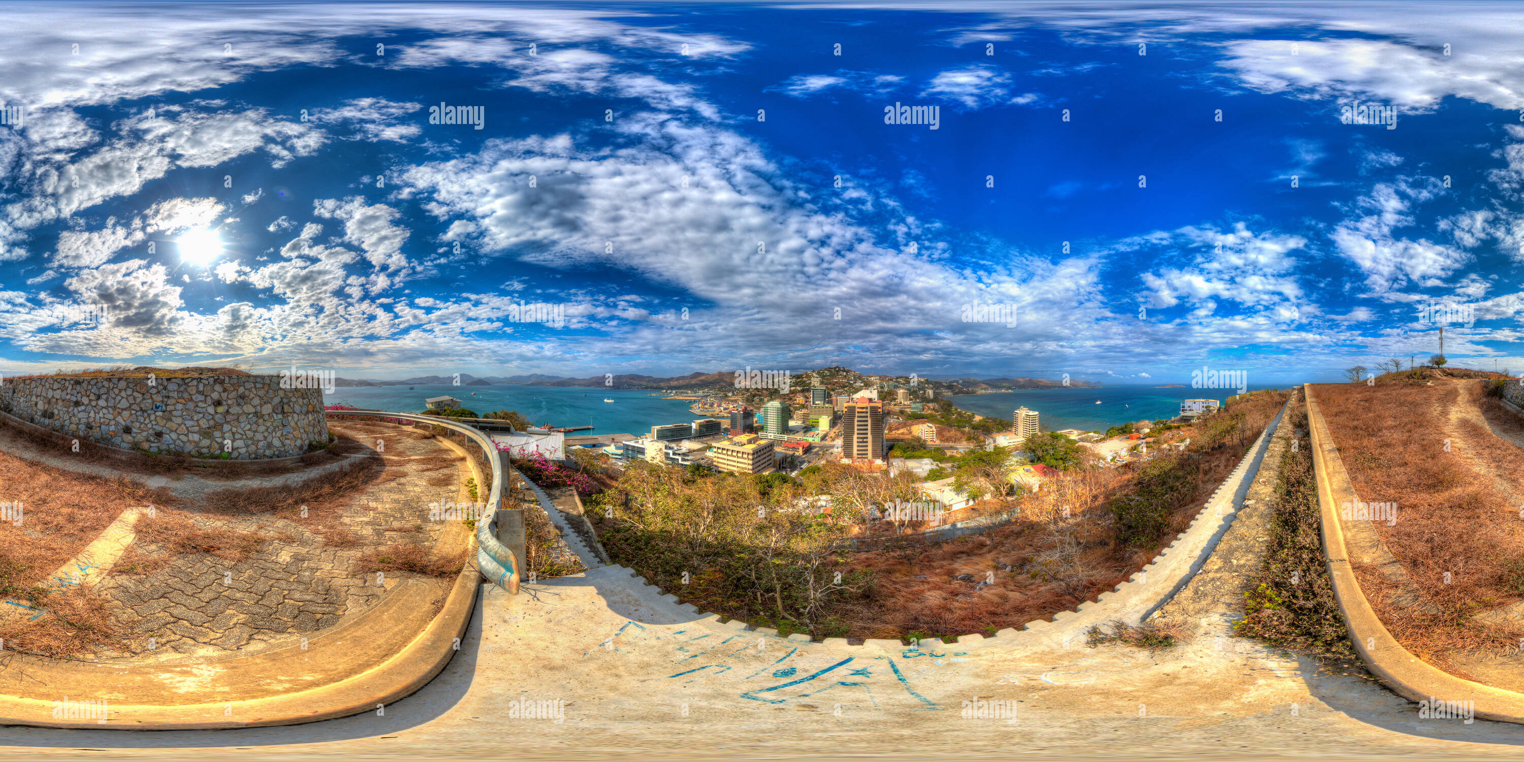 360° view of On Paga Hill overlooking Port Moresby - Papua New Guinea ...
