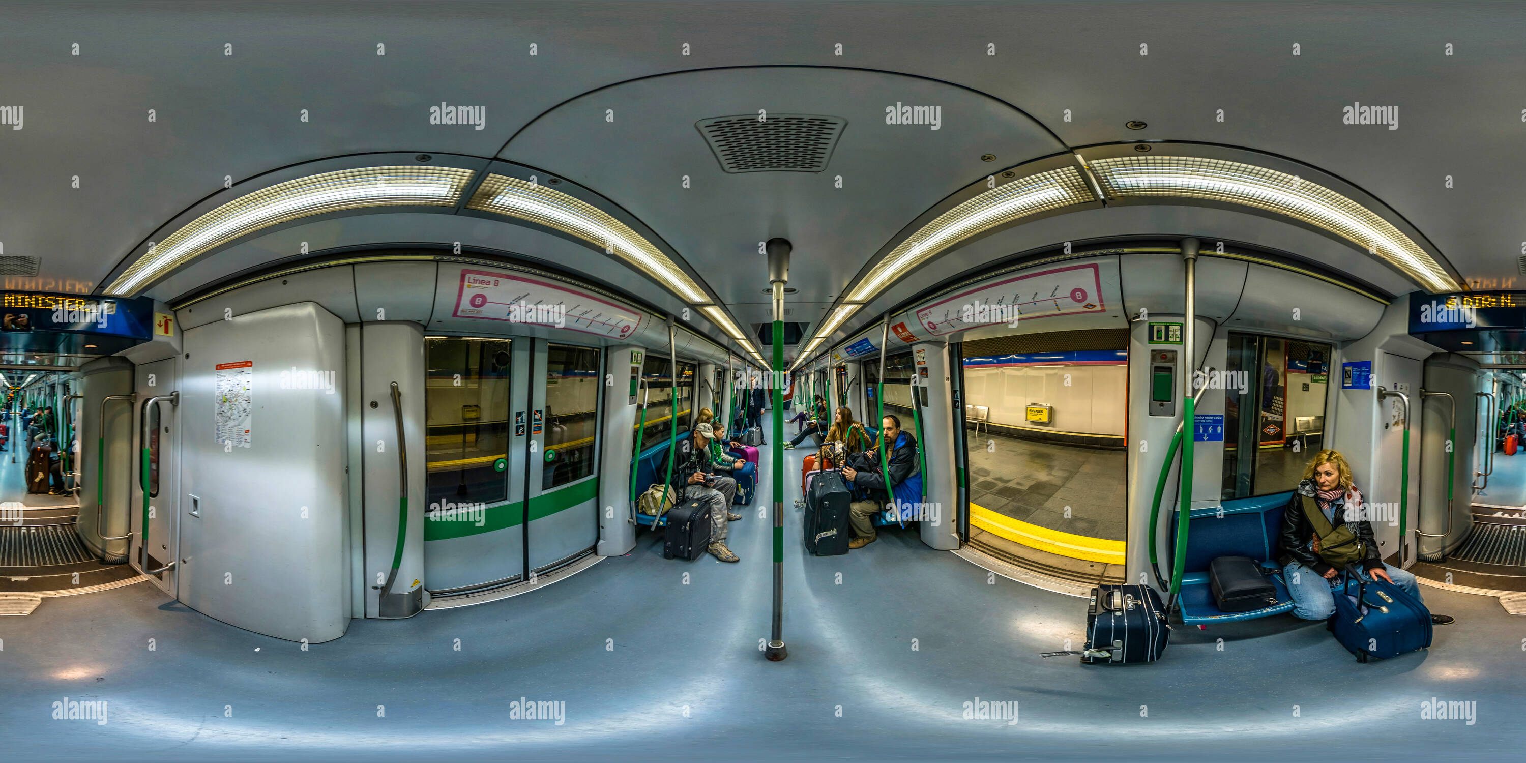 360° view of Metro Line 8, Adolfo Suárez Madrid-Barajas Airport, Madrid ...