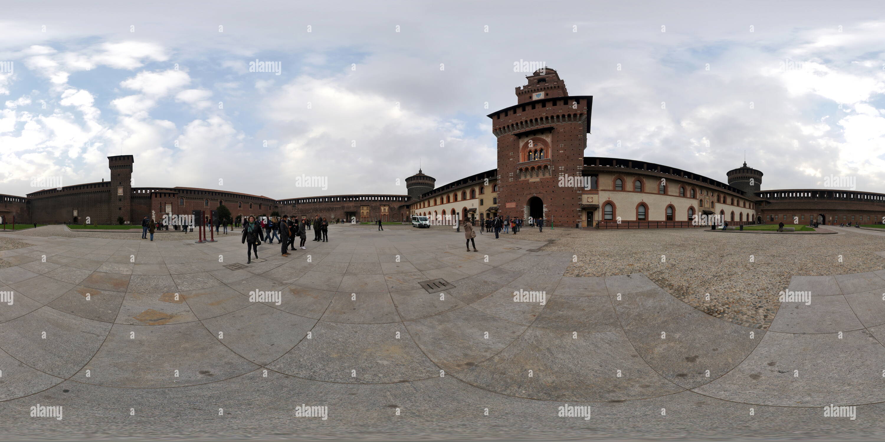 360° view of Italy Lombardia Milano Castello Sforzesco Torre del ...