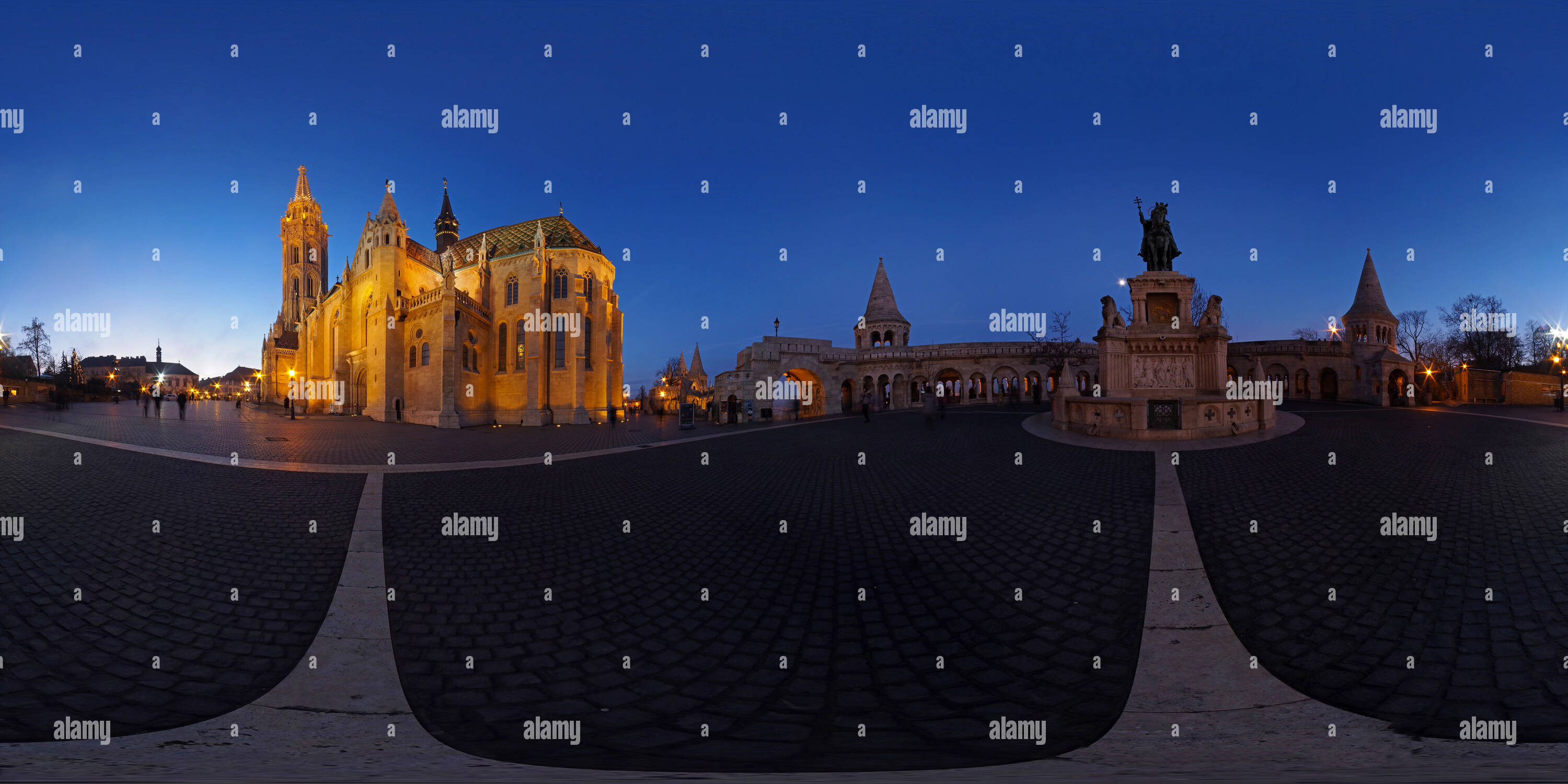360° view of Matthias church at dusk - Alamy