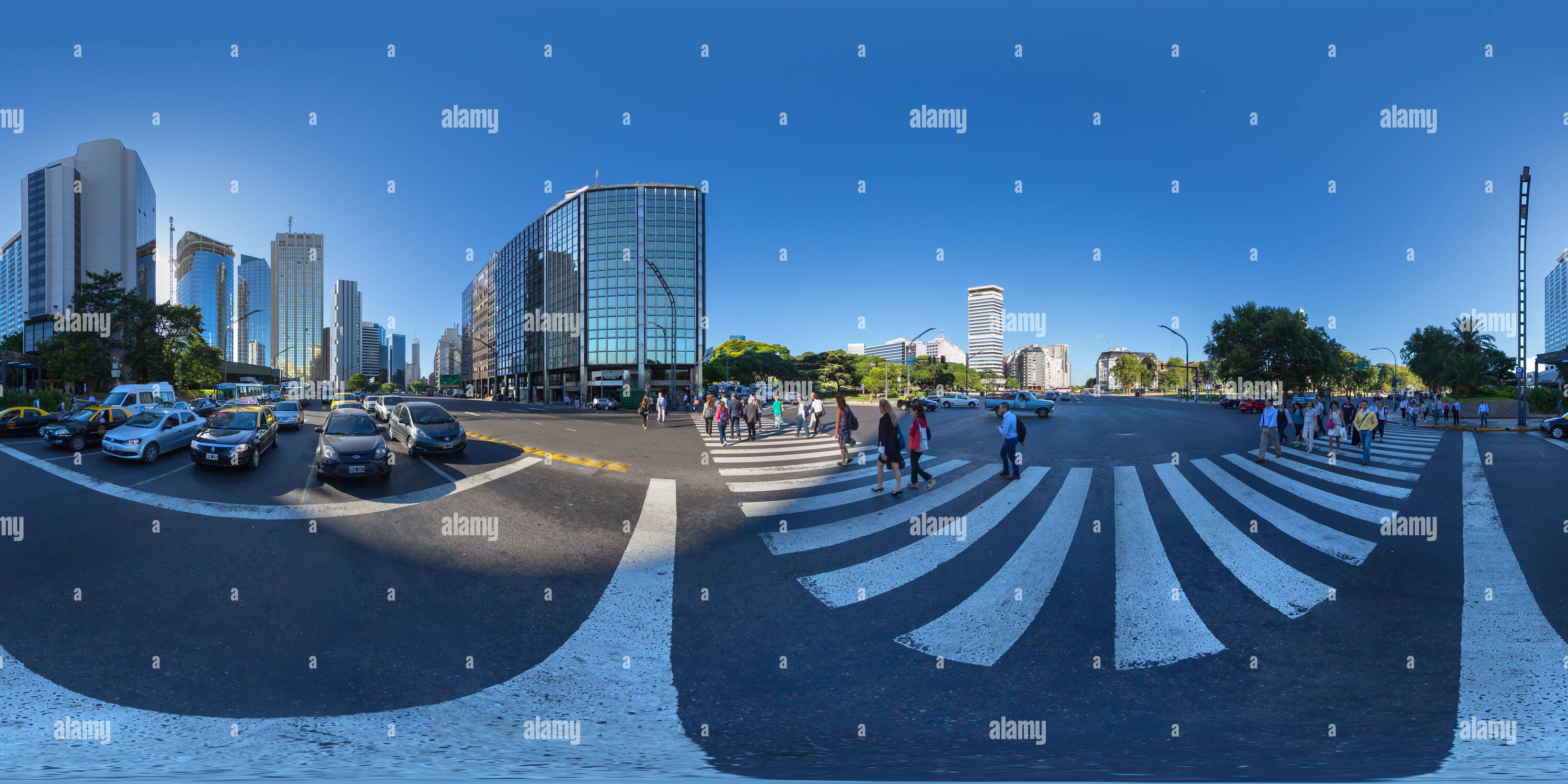 360° view of Argentina Buenos Aires traffic near Plaza San Martin and ...