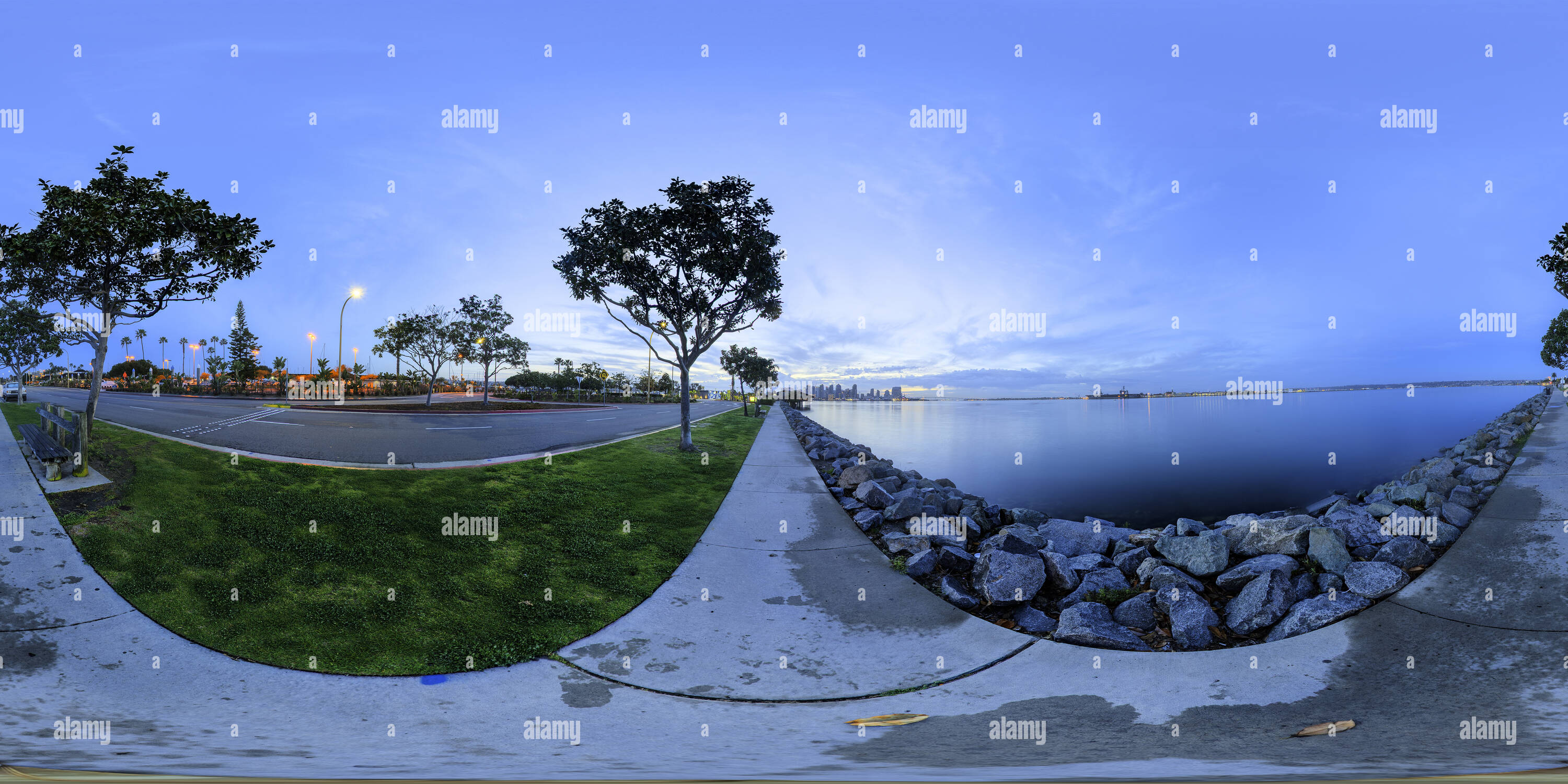 360° view of San Diego Bay During the Blue Hour in the Morning - Alamy