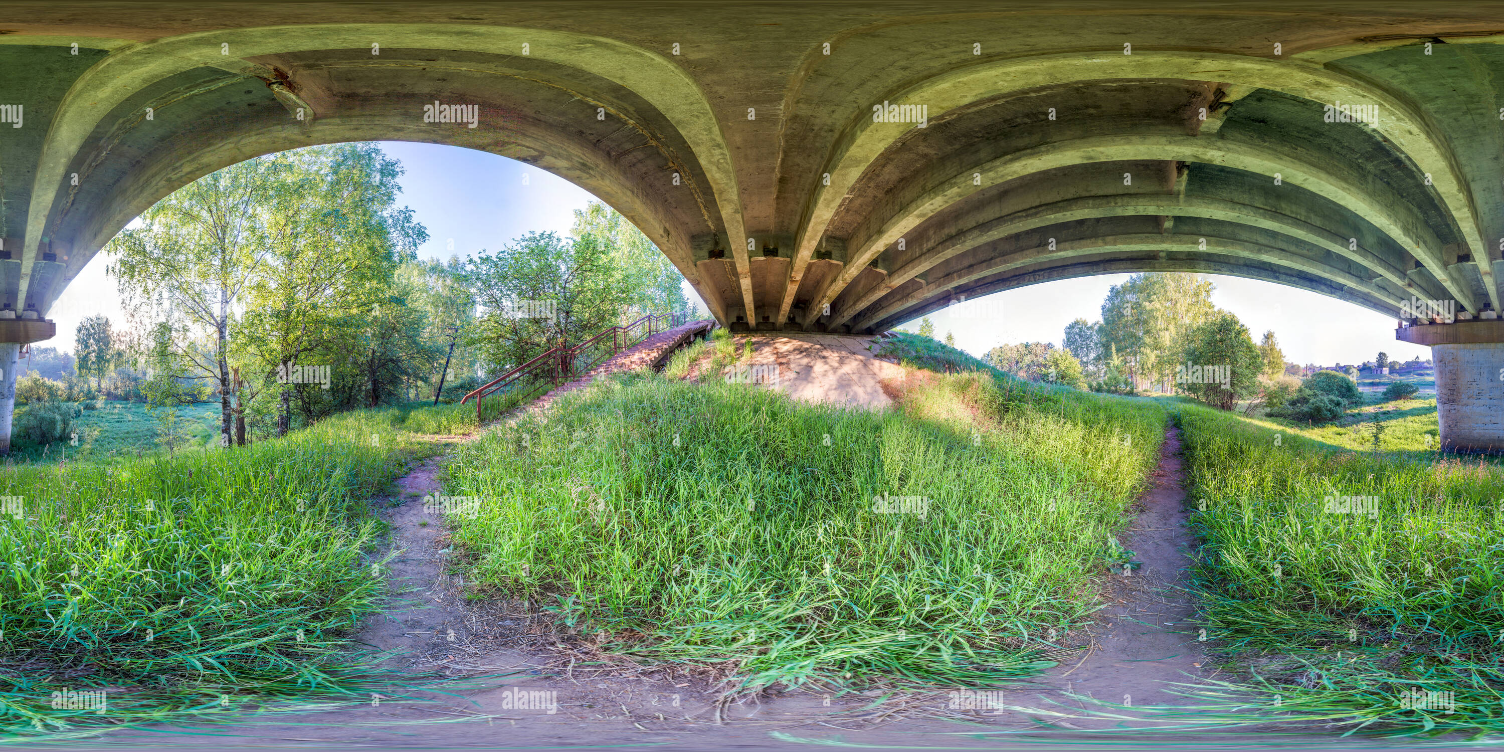 360° view of 7. Under the bridge. The river Mologa. The village Fabrika ...