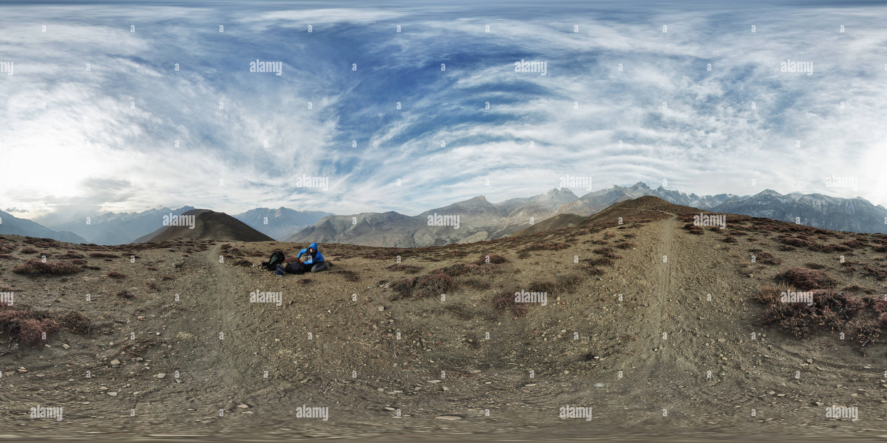 360° view of Nepal, Lubra - Muktinath trekking (3700m - Alamy