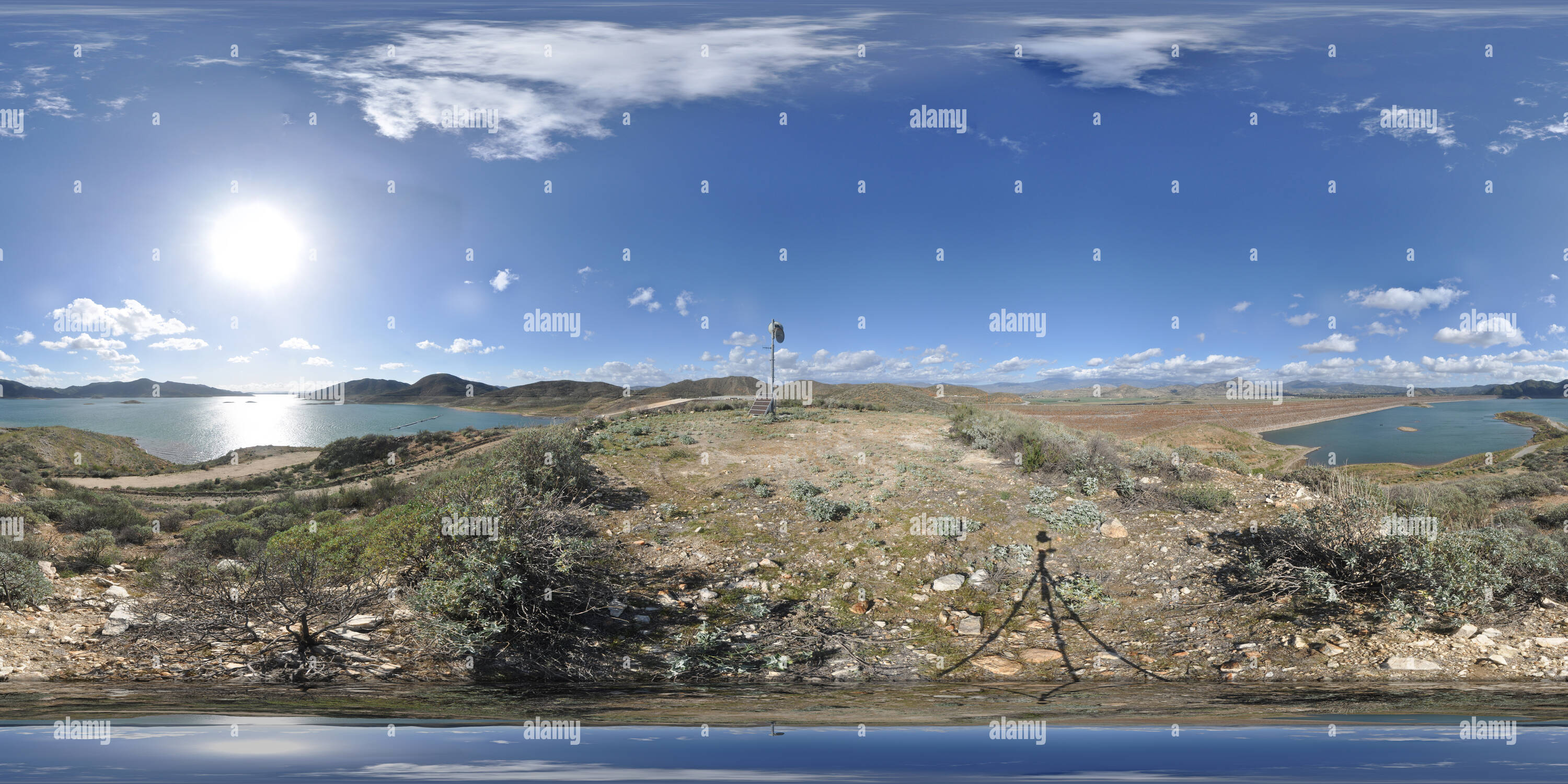 360° view of Diamond Valley Lake Telemetry Tower Overlook of East Dam ...