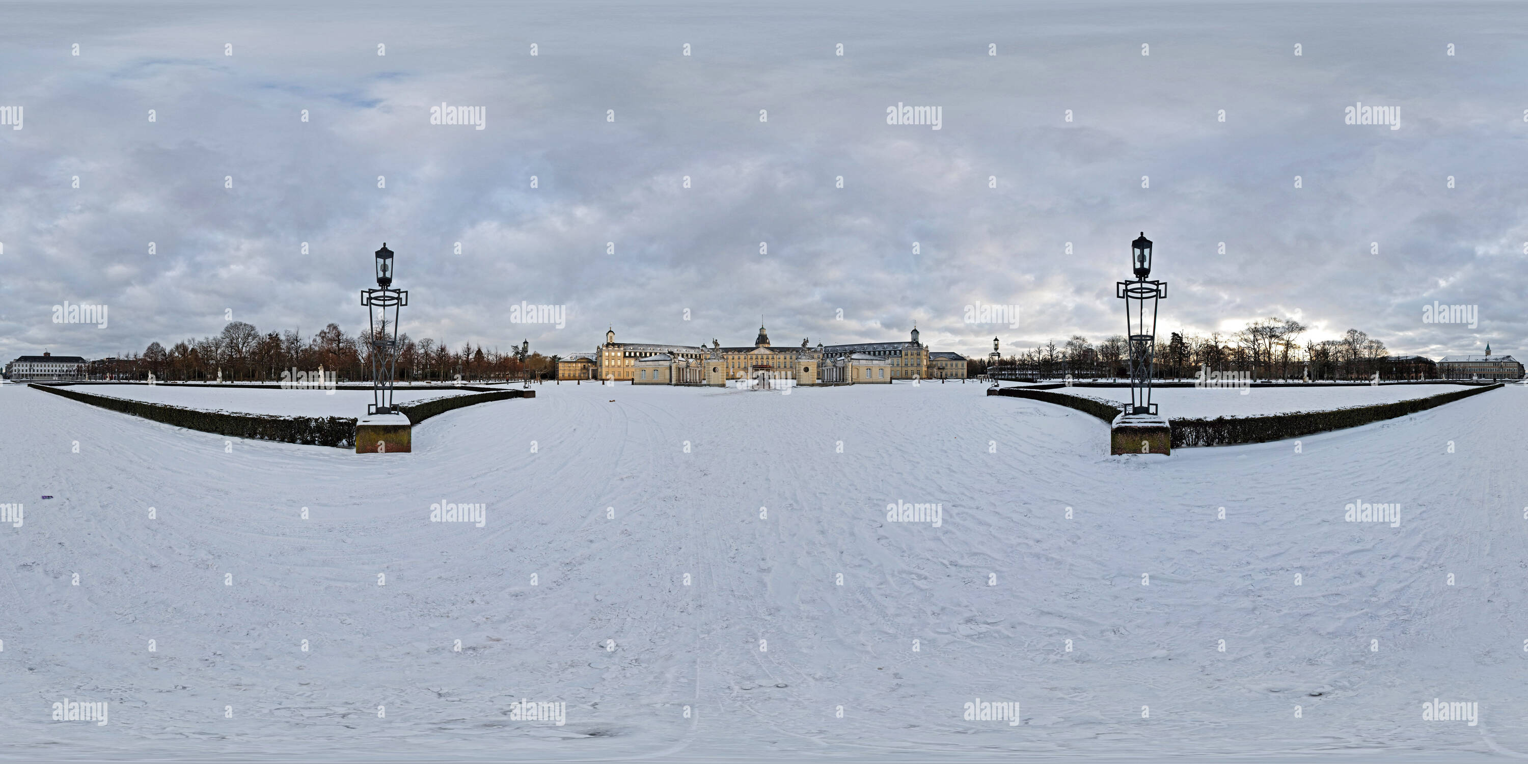 360° view of Karlsruhe Palace in Snow, View 1 - Alamy