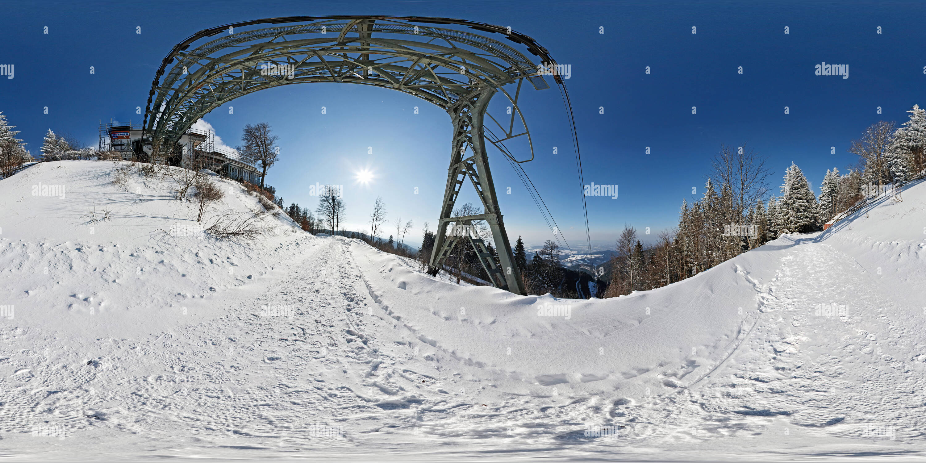 360° view of Schauinsland Mountain Station of the Cabin Cableway on a ...
