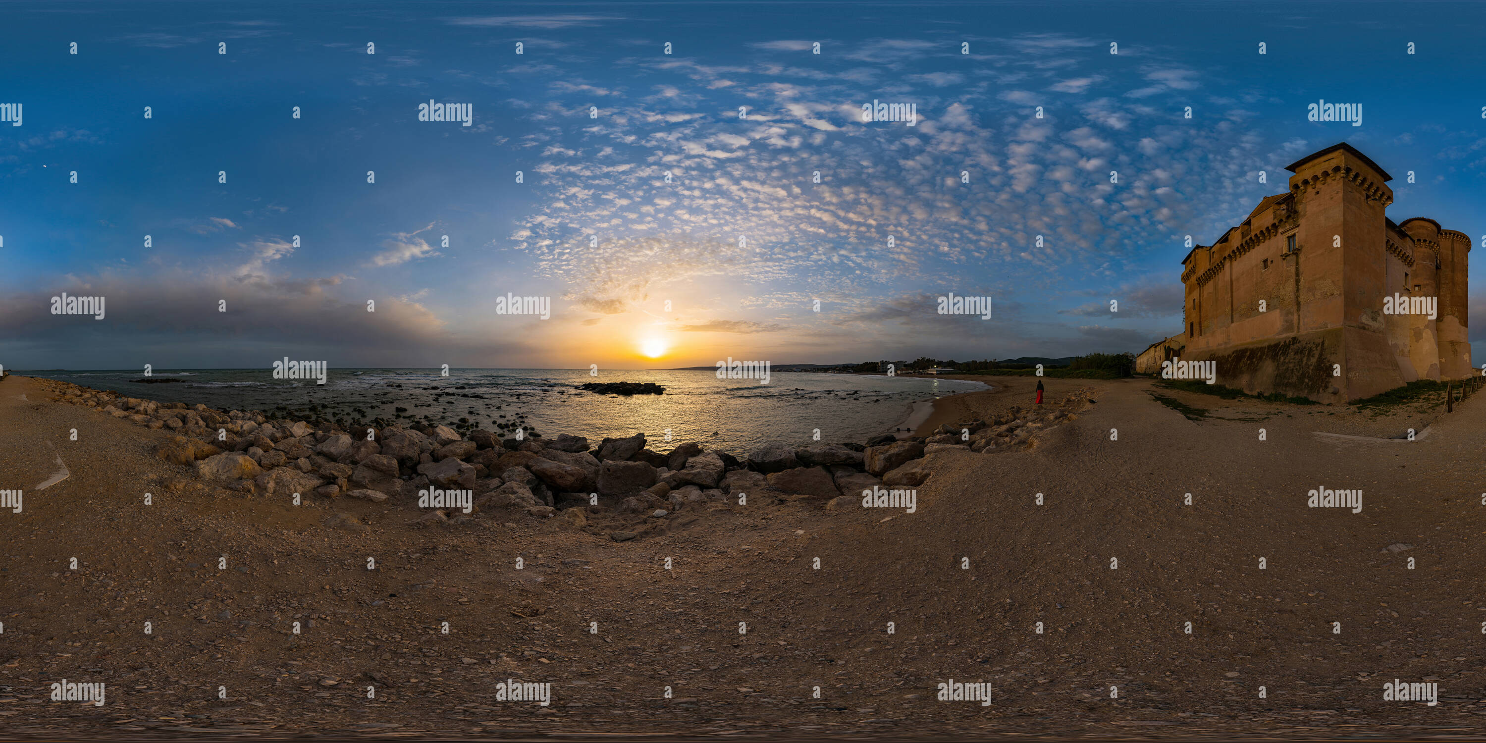 360° view of Sunset over Castle of Santa Severa - Alamy