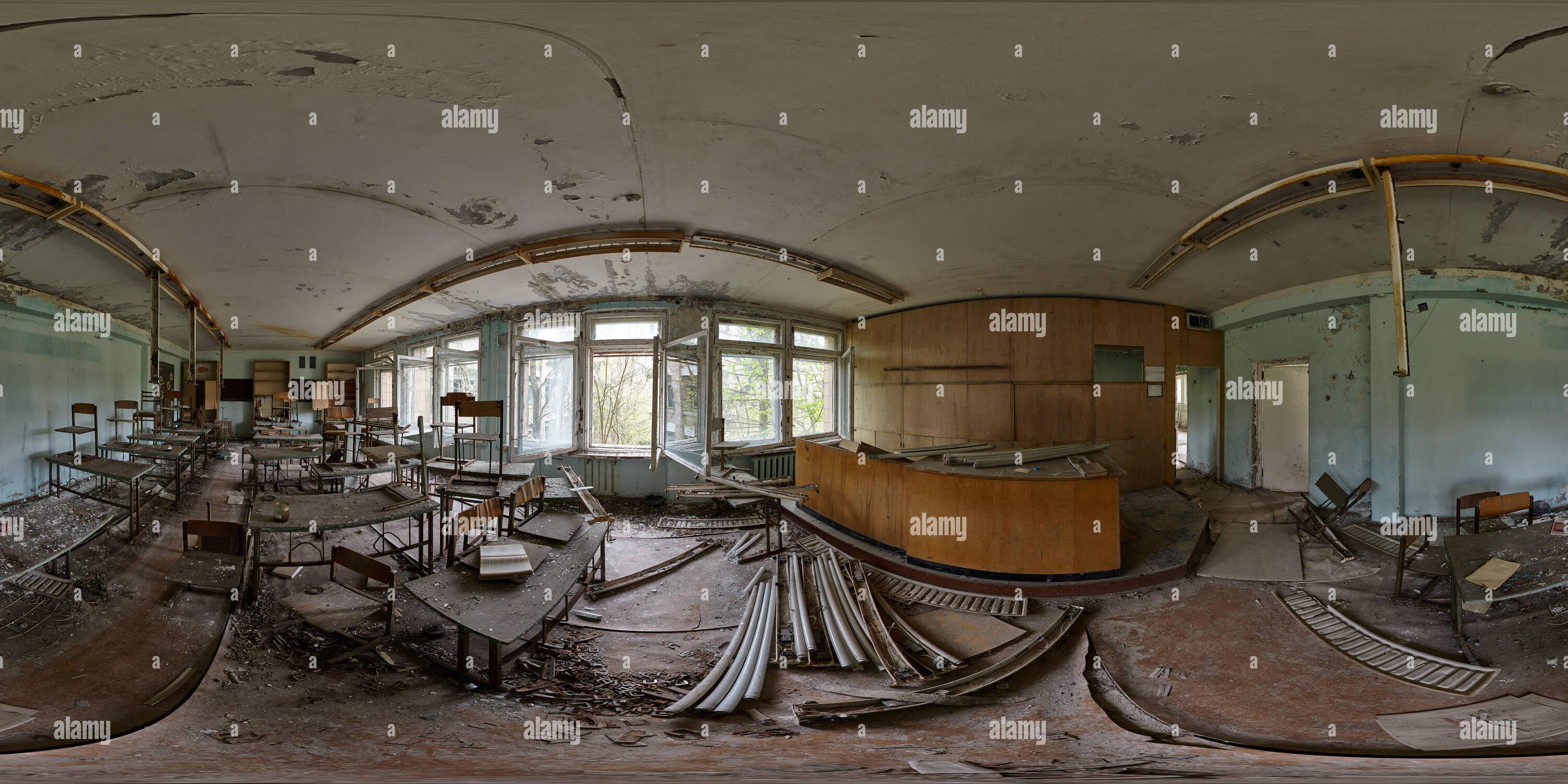360° view of Classroom in Middle School Number 3, Pripyat - Alamy