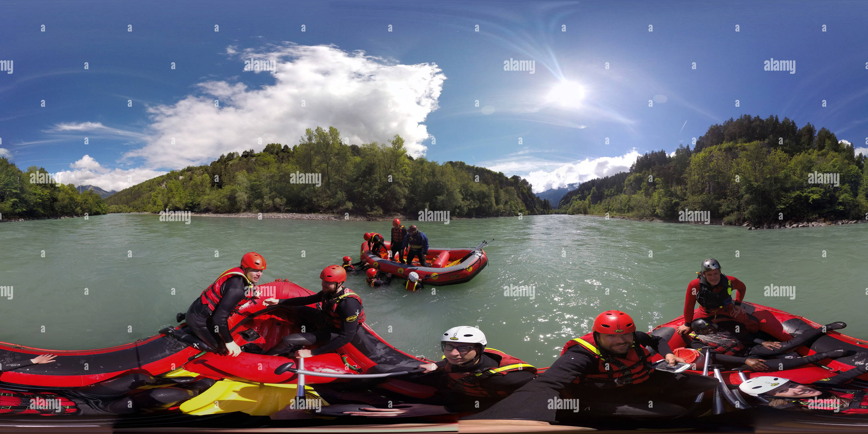360° view of rafting on river Inn - Alamy